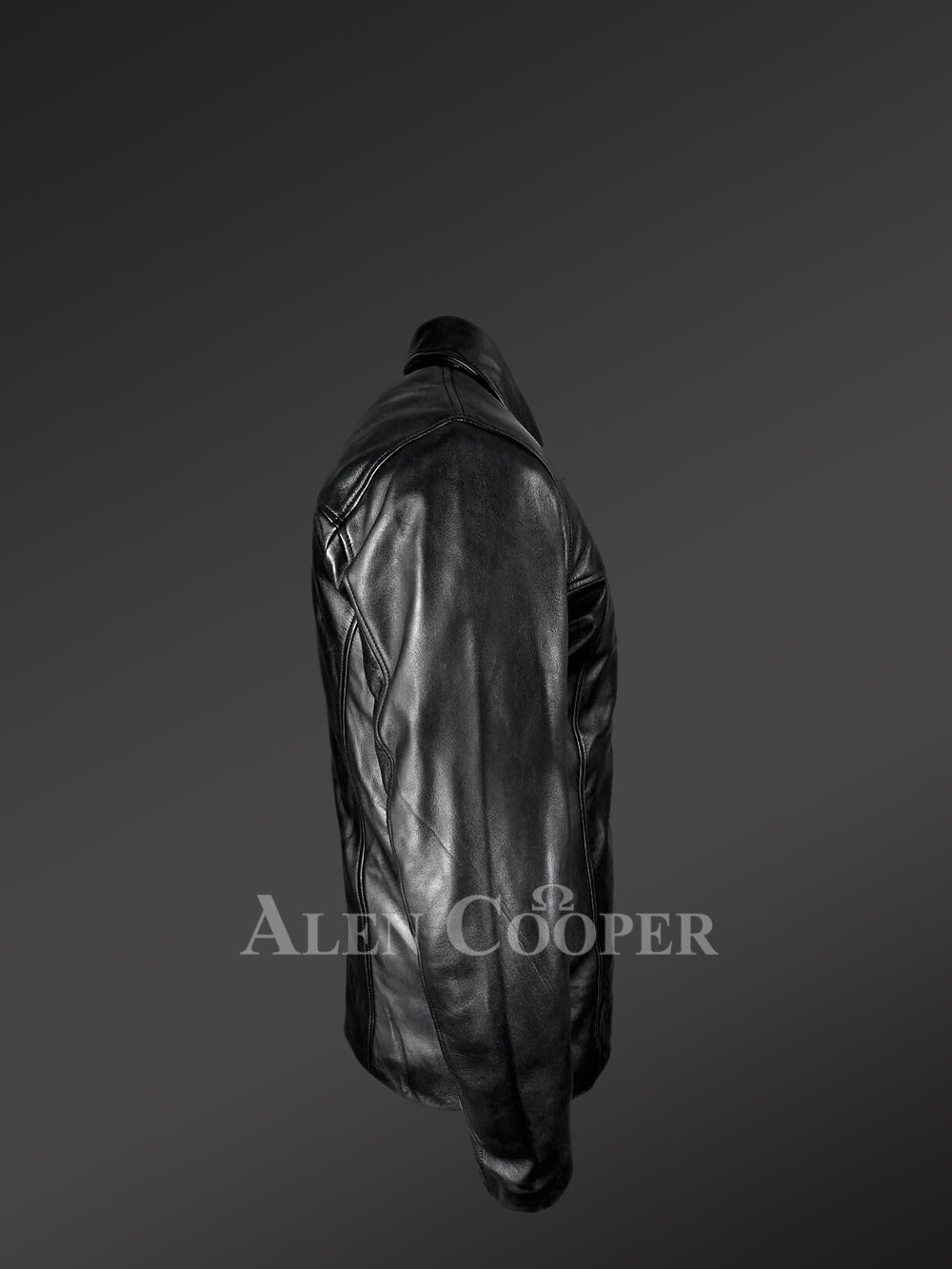 Black Leather Jacket With Fox Fur Collar And Cuffs