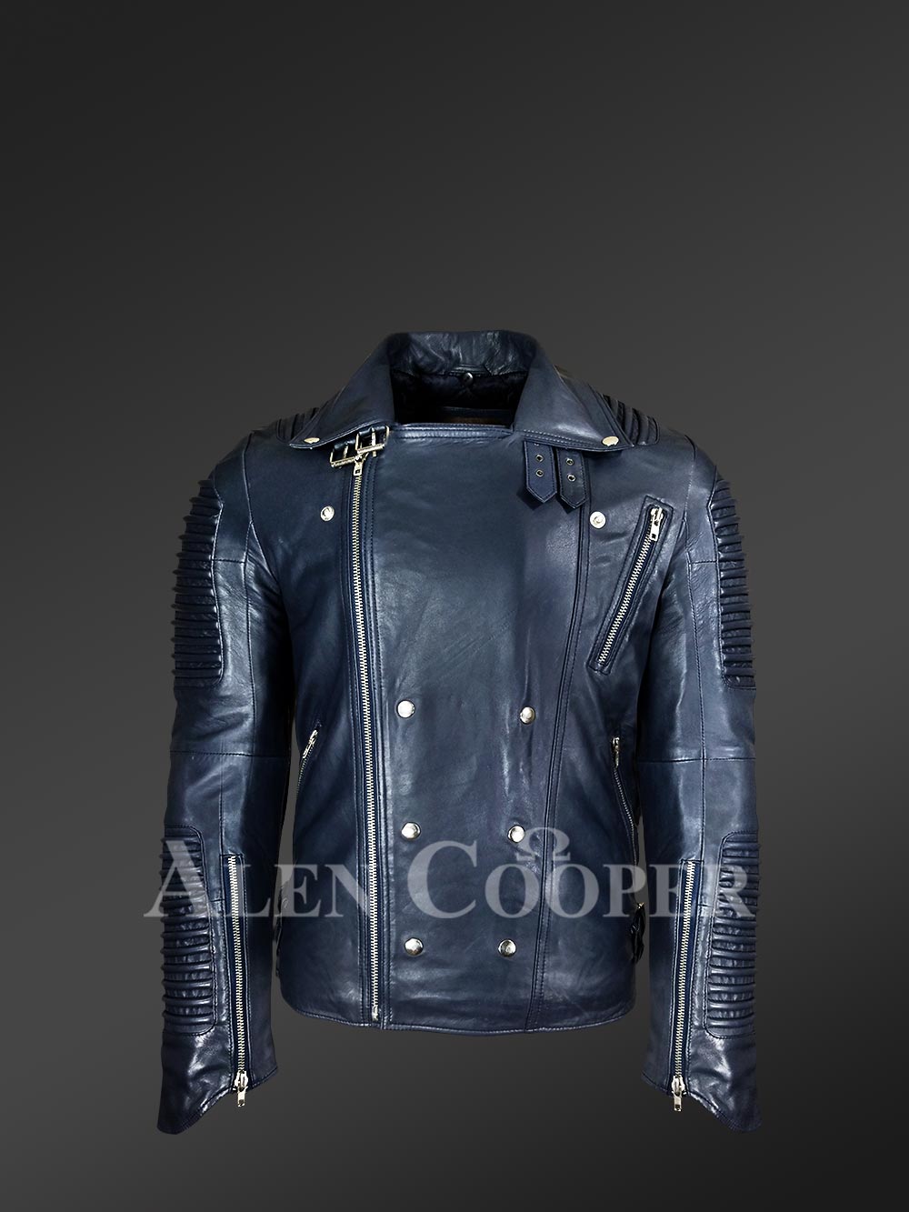 Men’s Italian Leather Moto Biker Jacket - Alen Cooper