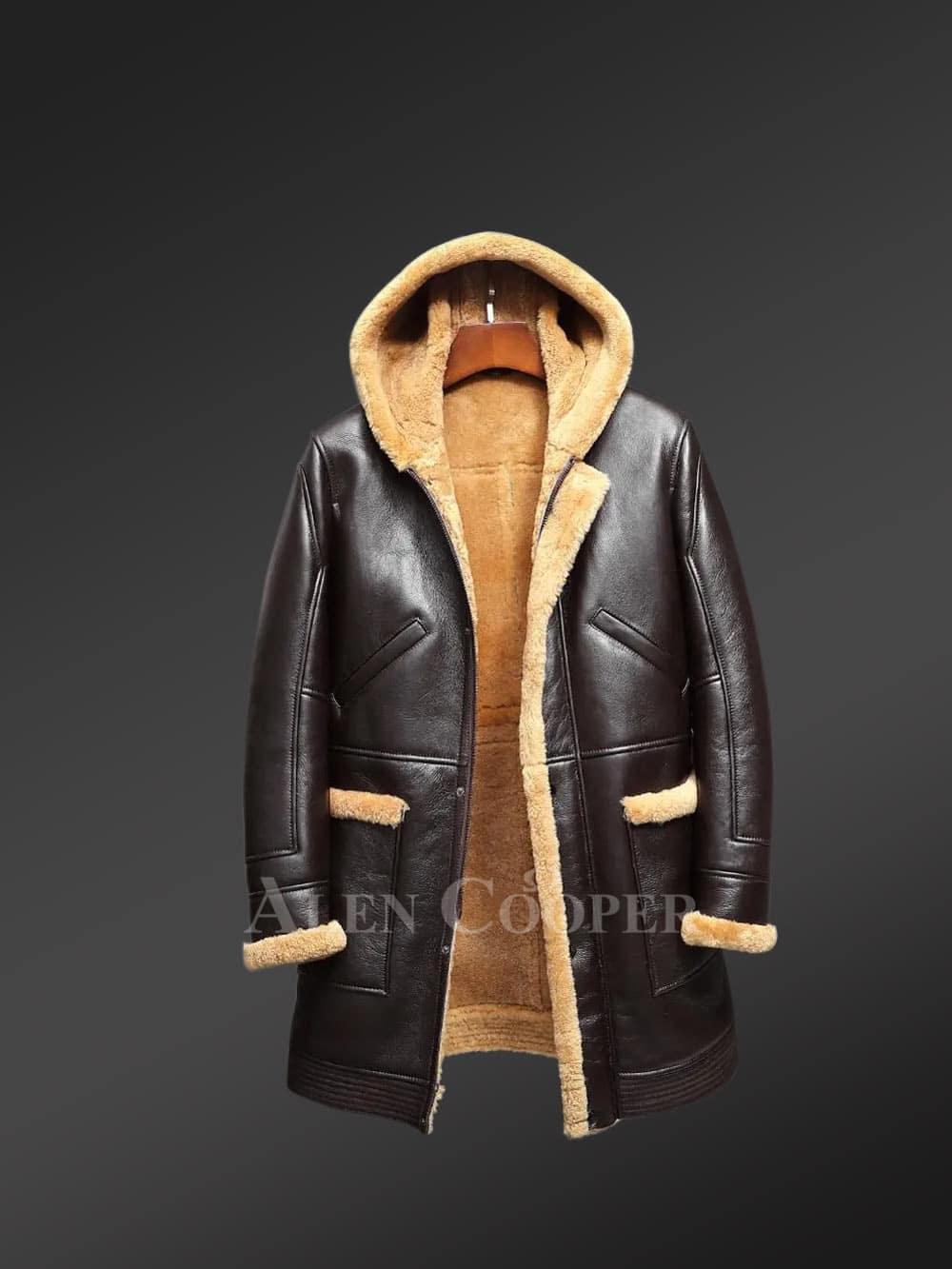 BLACK WINTER COAT FOR MEN FROM ORIGINAL SHEARLING PELTS – Alen Cooper