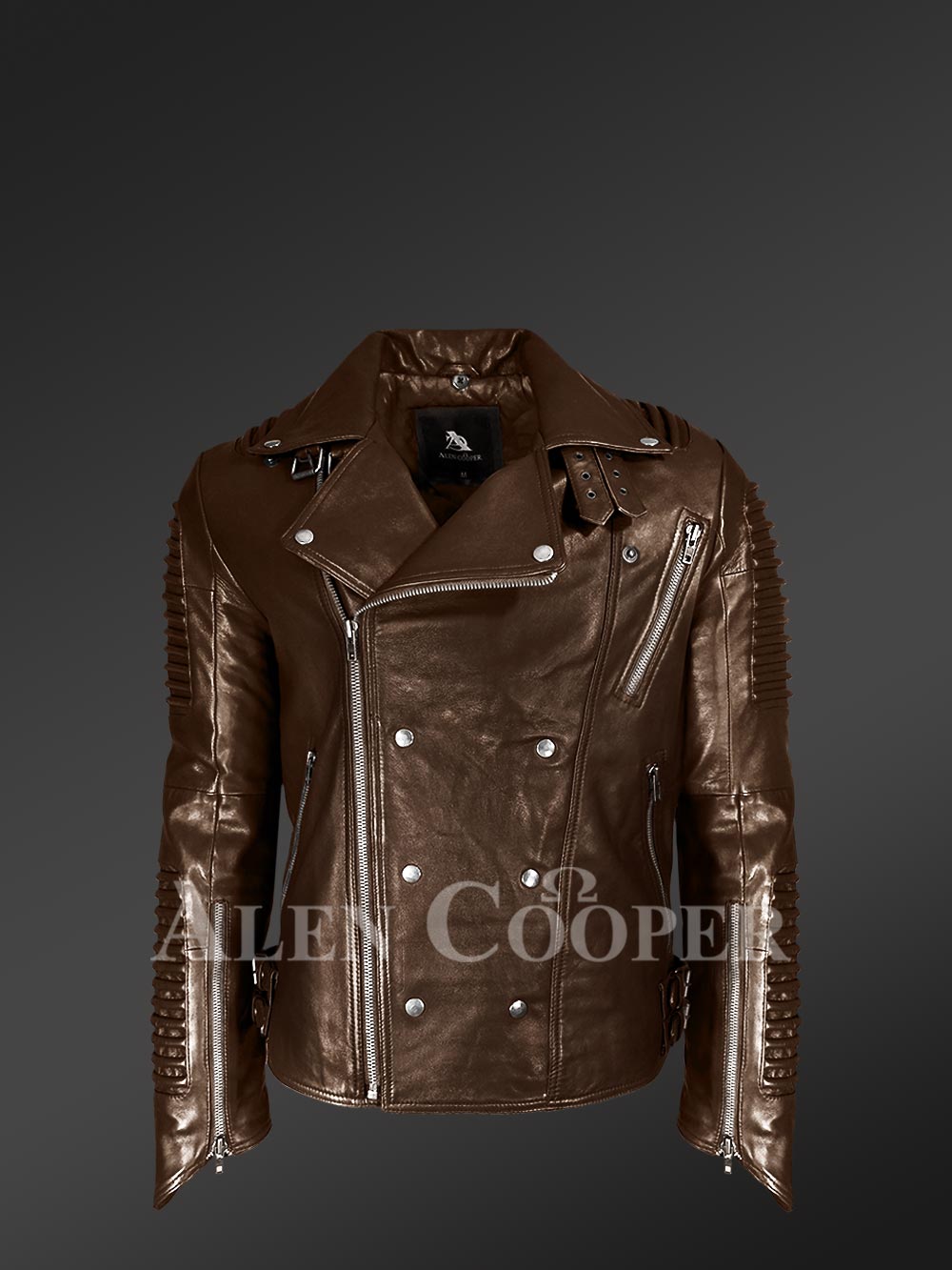Coffee color Italian-finish leather biker jackets for stylish and ...