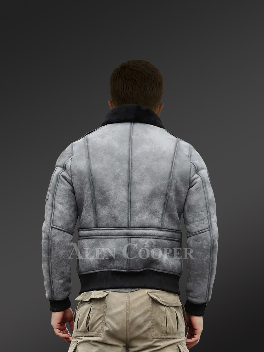 Grey Suede Finish Authentic Shearling Jacket