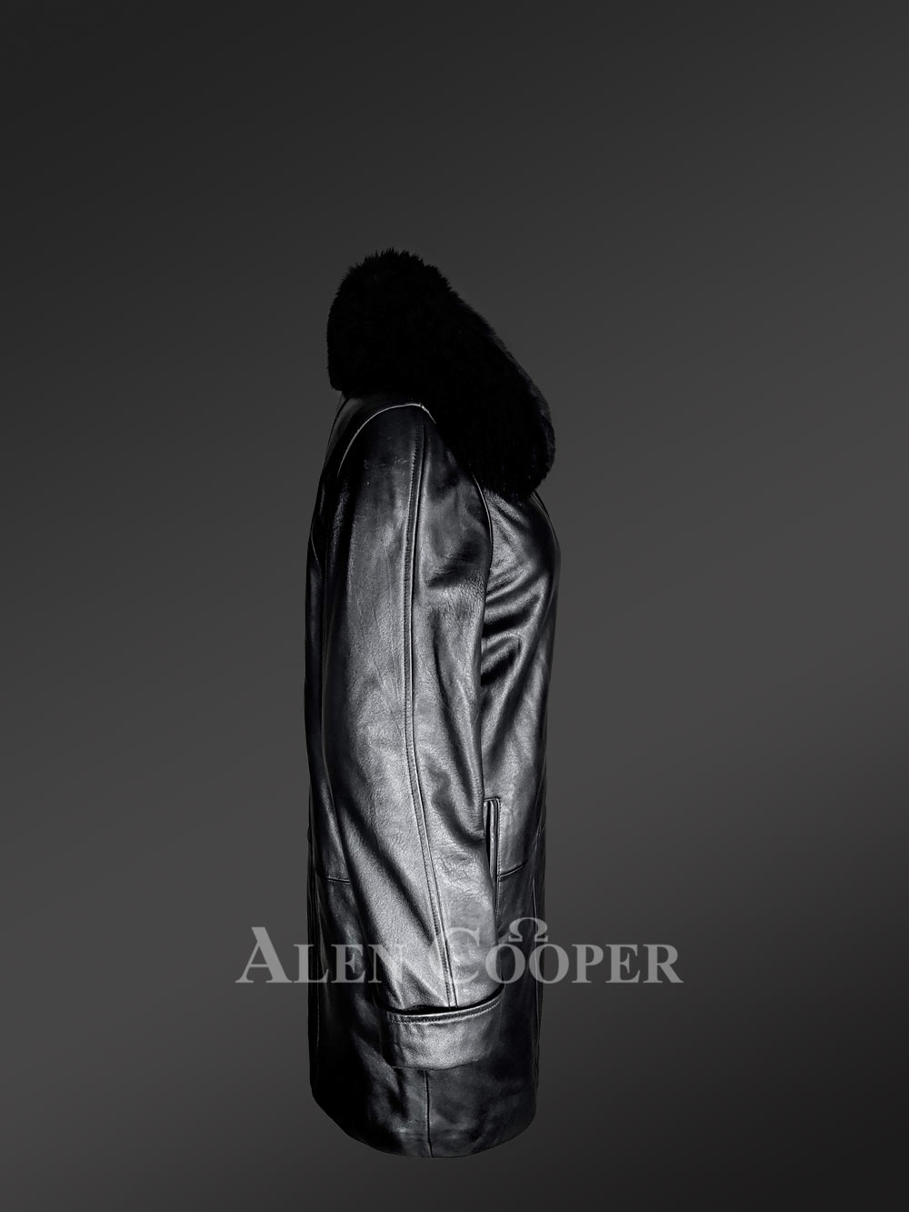 Long Silver Fox Coat with hood