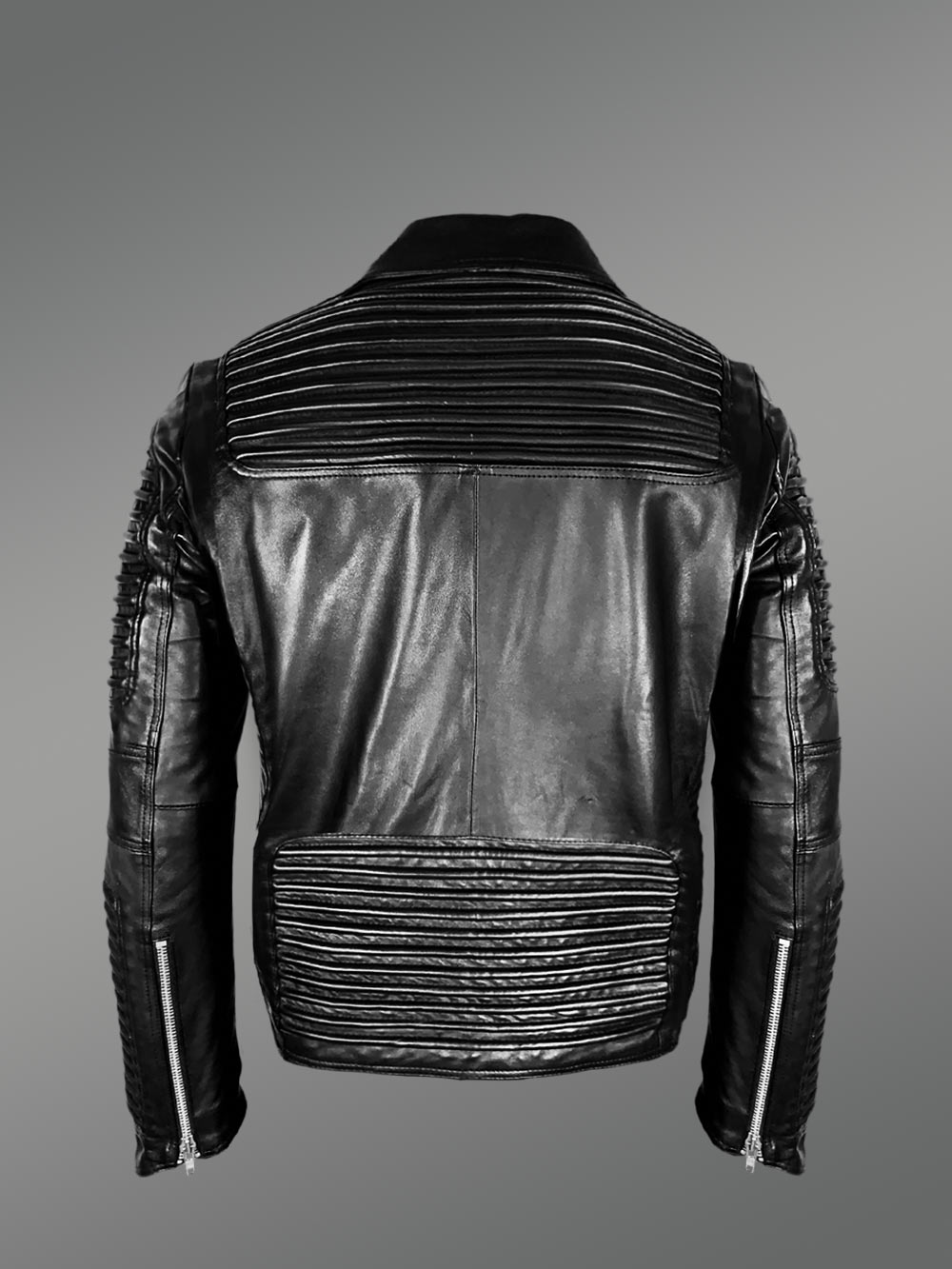 Chic authentic leather jacket with belt for stylish men