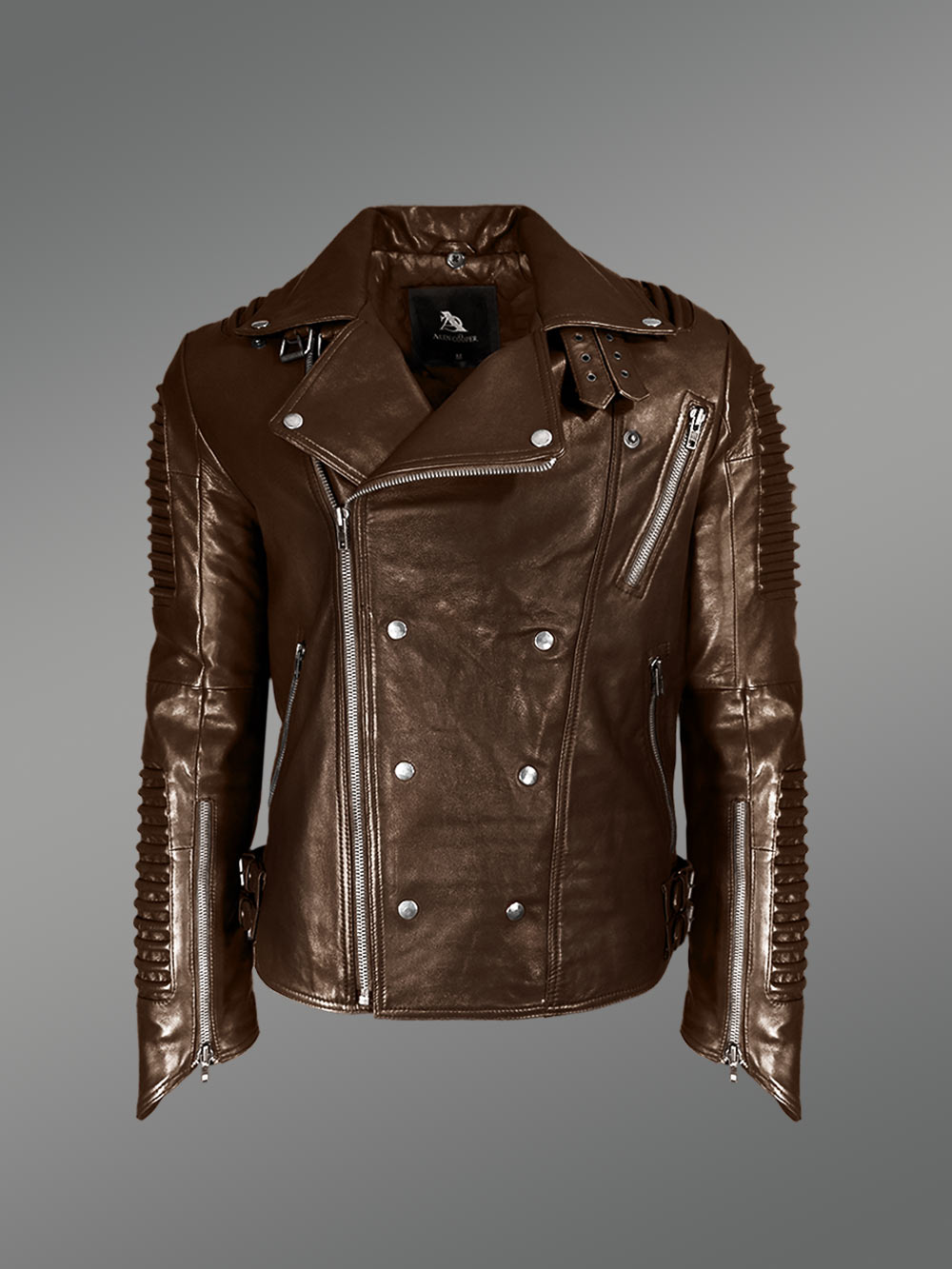 Coffee color Italian-finish leather biker jackets for stylish and ...