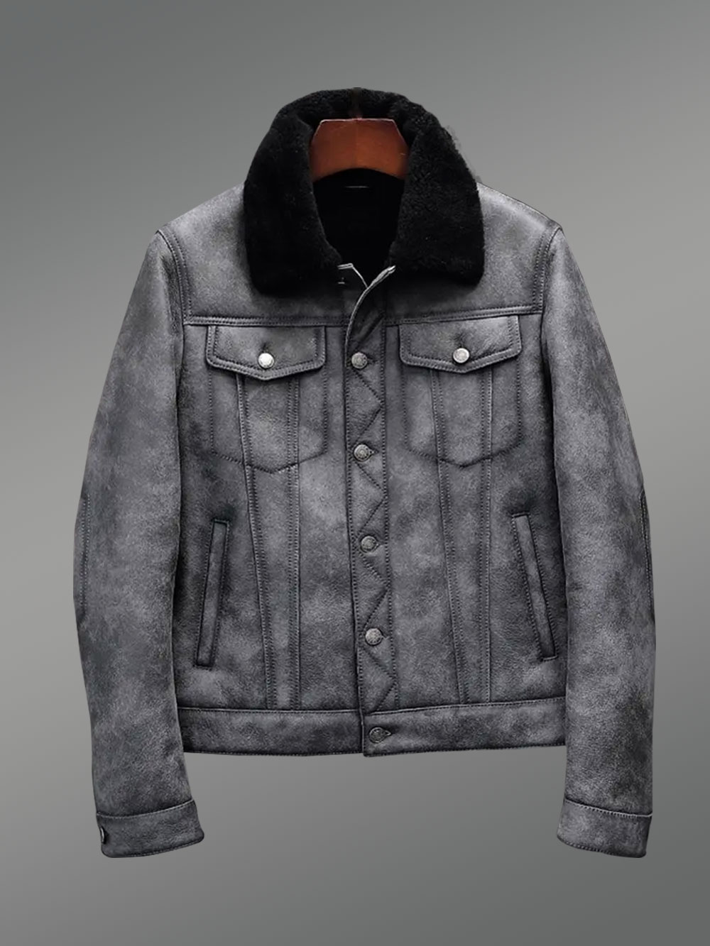 Denim Style Authentic Shearling Jacket for Men
