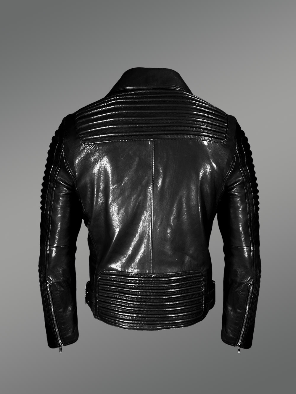 Men's Motorcycle Biker Jacket in Black