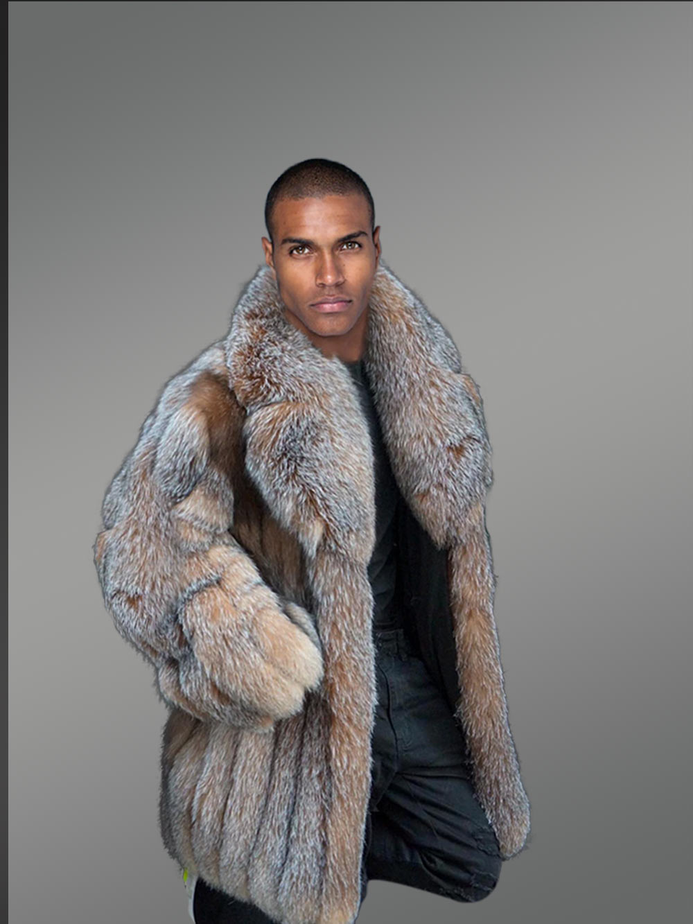 Fox Fur Bomber Jacket for Men