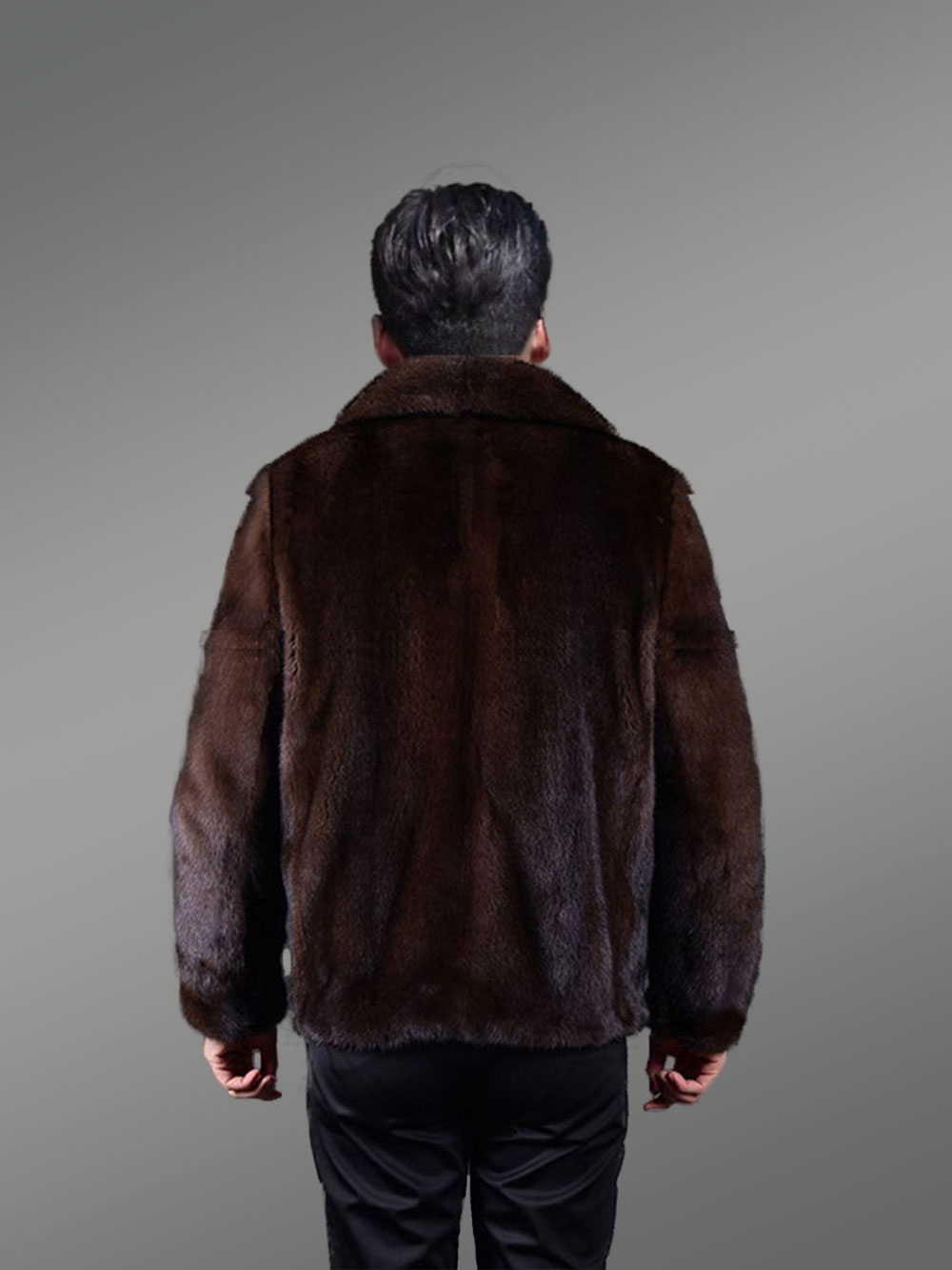 Full skin brown mink jacket for men