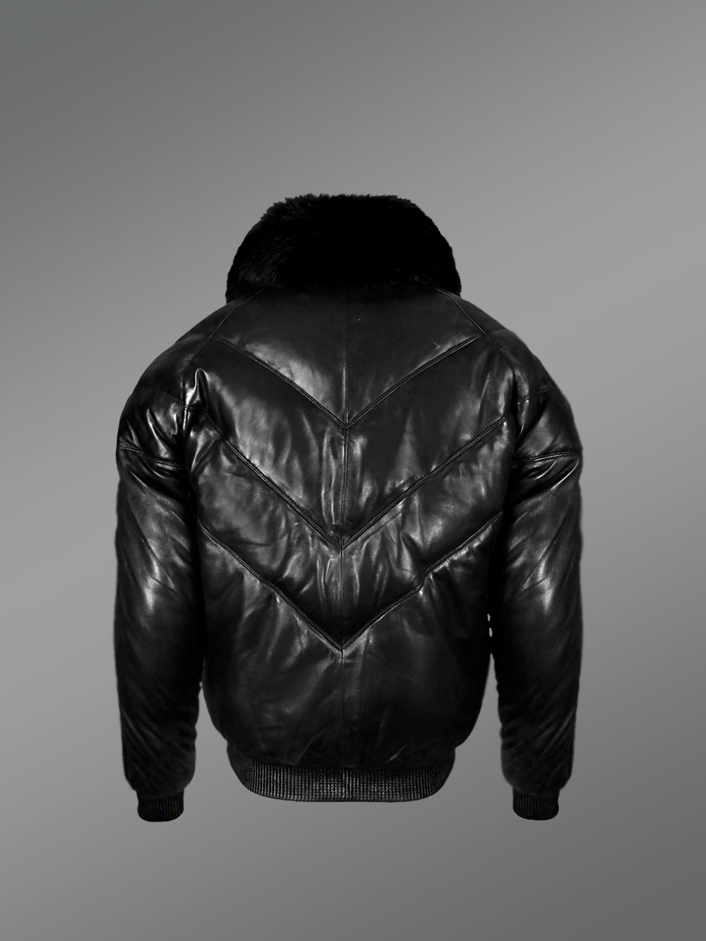 V Bomber Down Leather Jacket