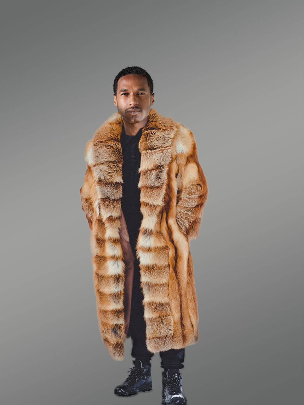 Mens Red Fox Long Coat for A Regal Look Anytime Anywhere