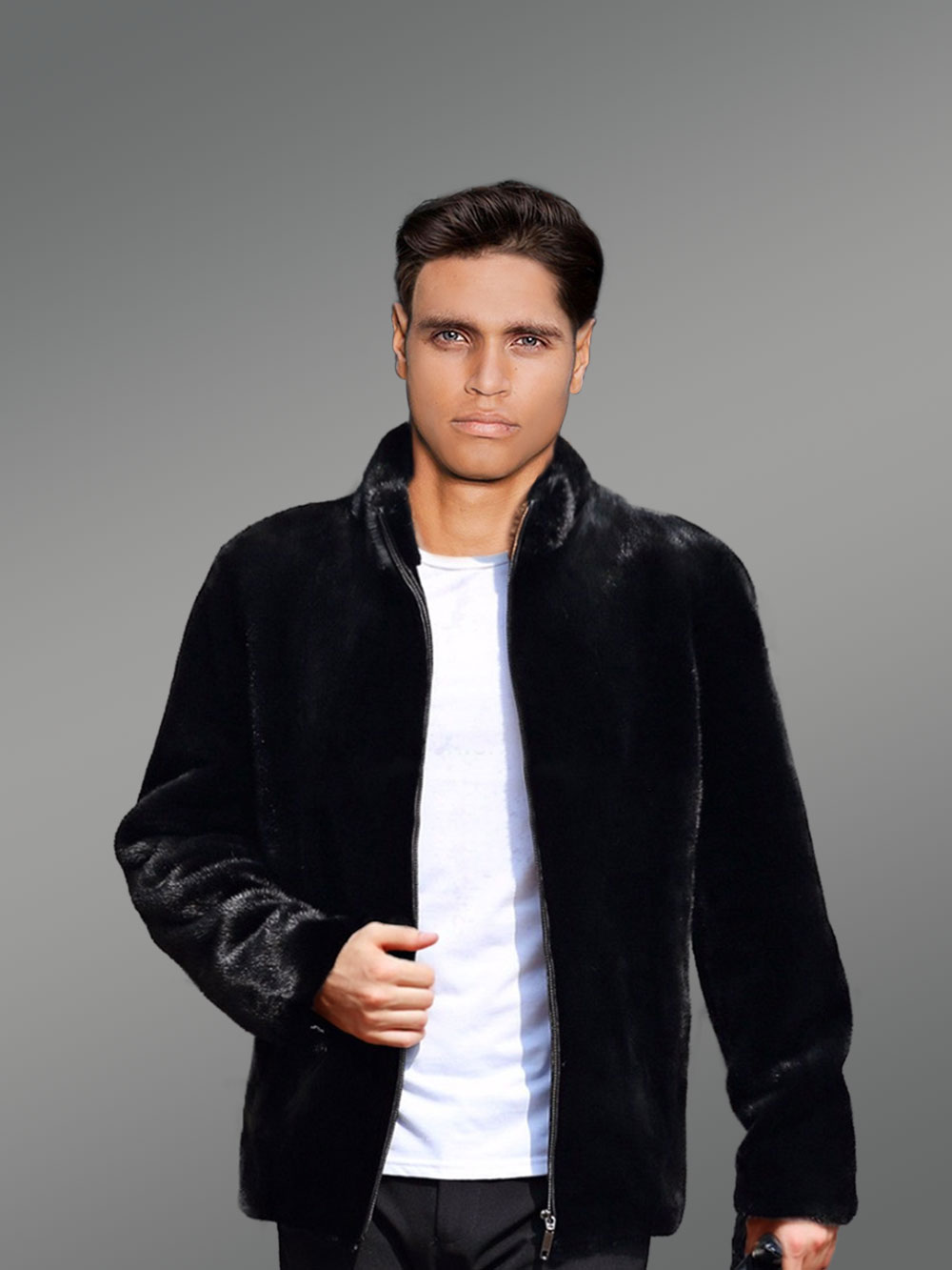 Men’s Full Skin Mink Fur Jacket With Hood