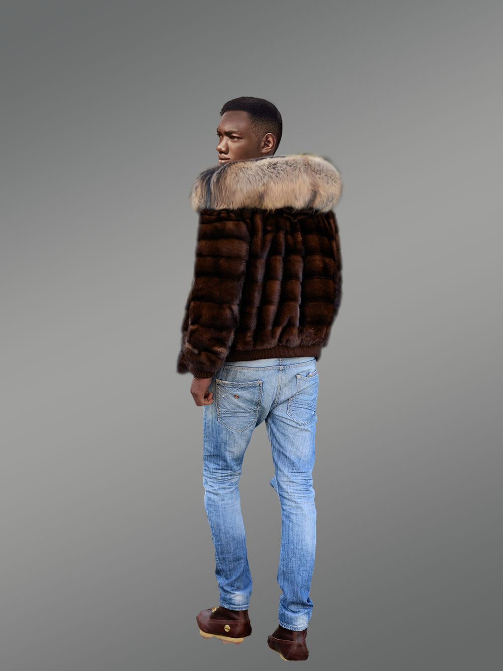 Men's Mink Fur Jacket with Hood