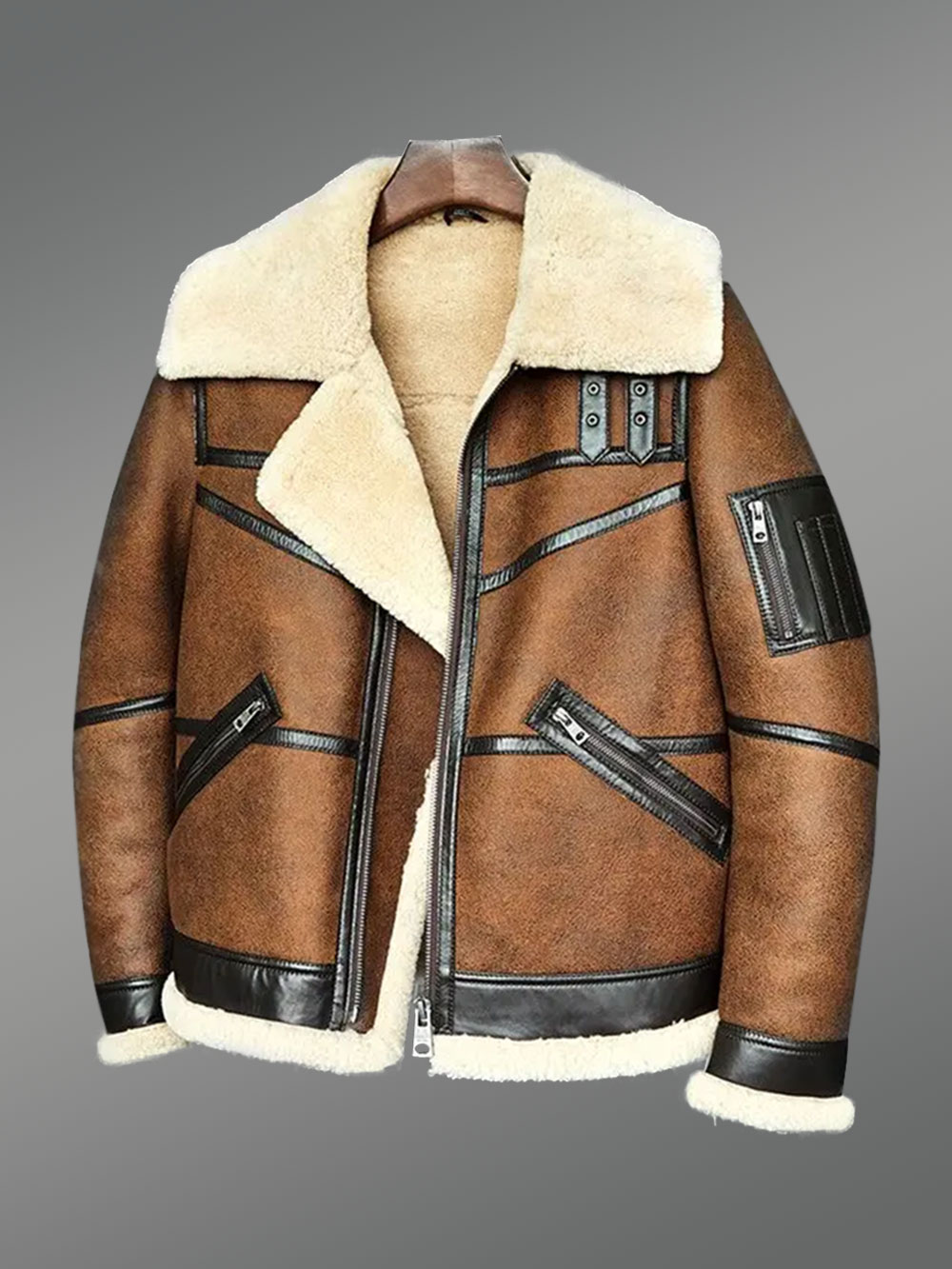 Men's Shearling bomber Jacket in Tan