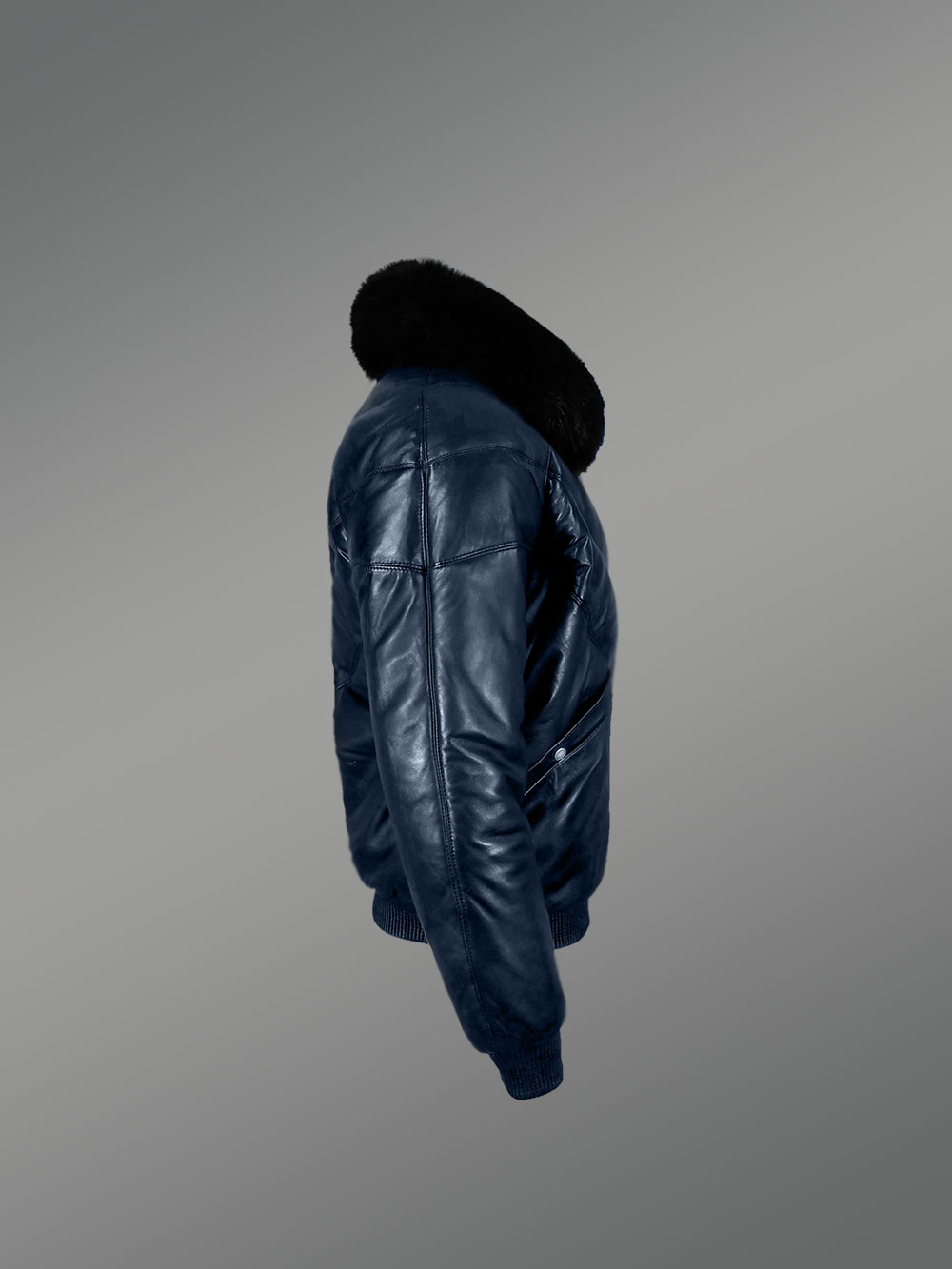 Super stylish vintage real leather v bomber jacket with crystal fox fur ...