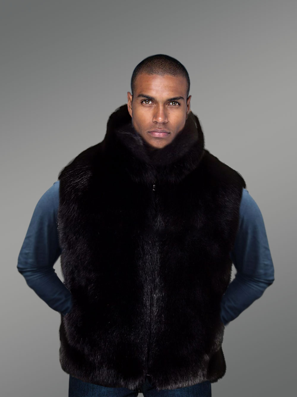 Original Fur vests in black for bold and stylish men