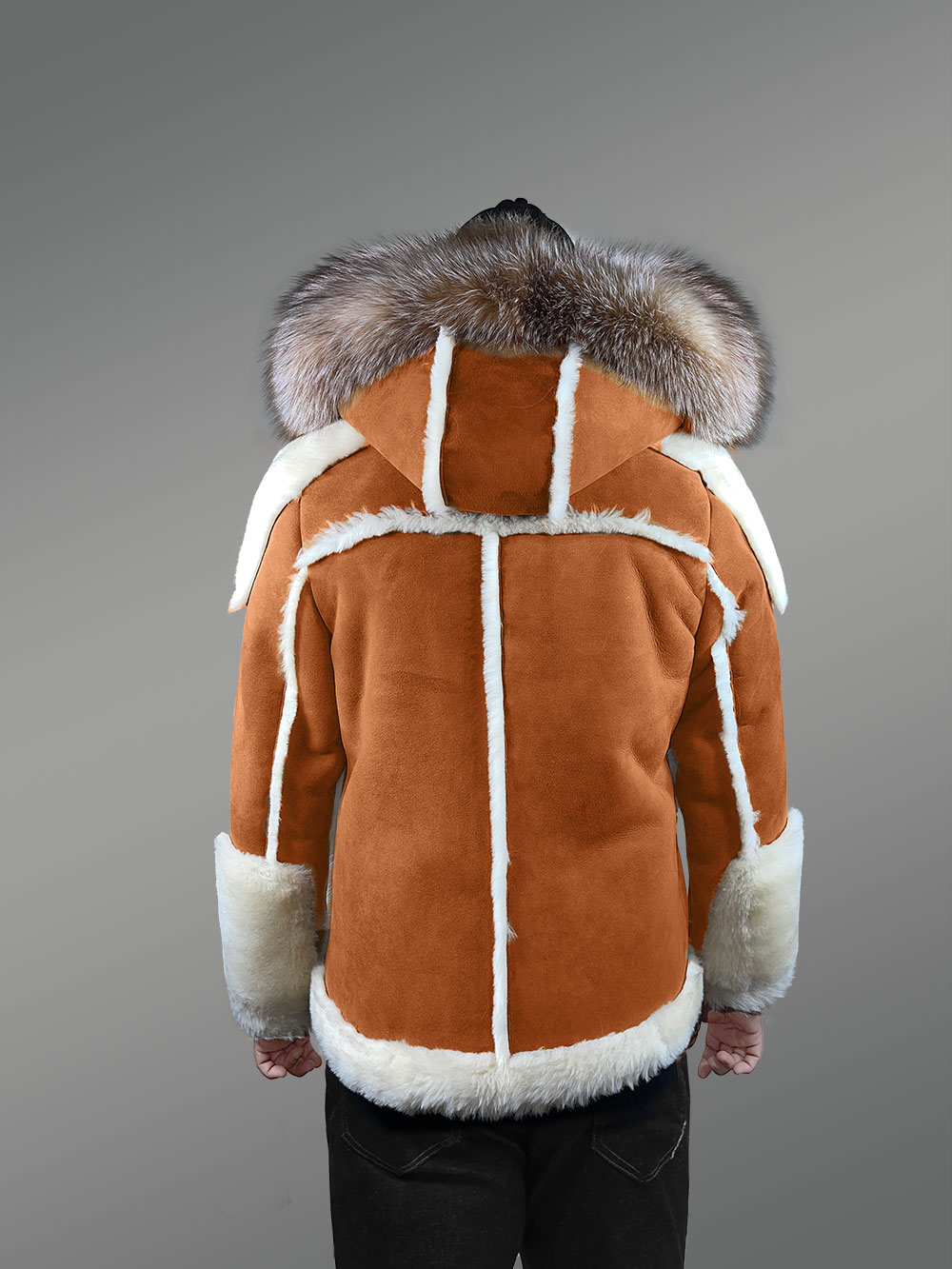 Shearling Coat With Crystal Fox Fur Detailing