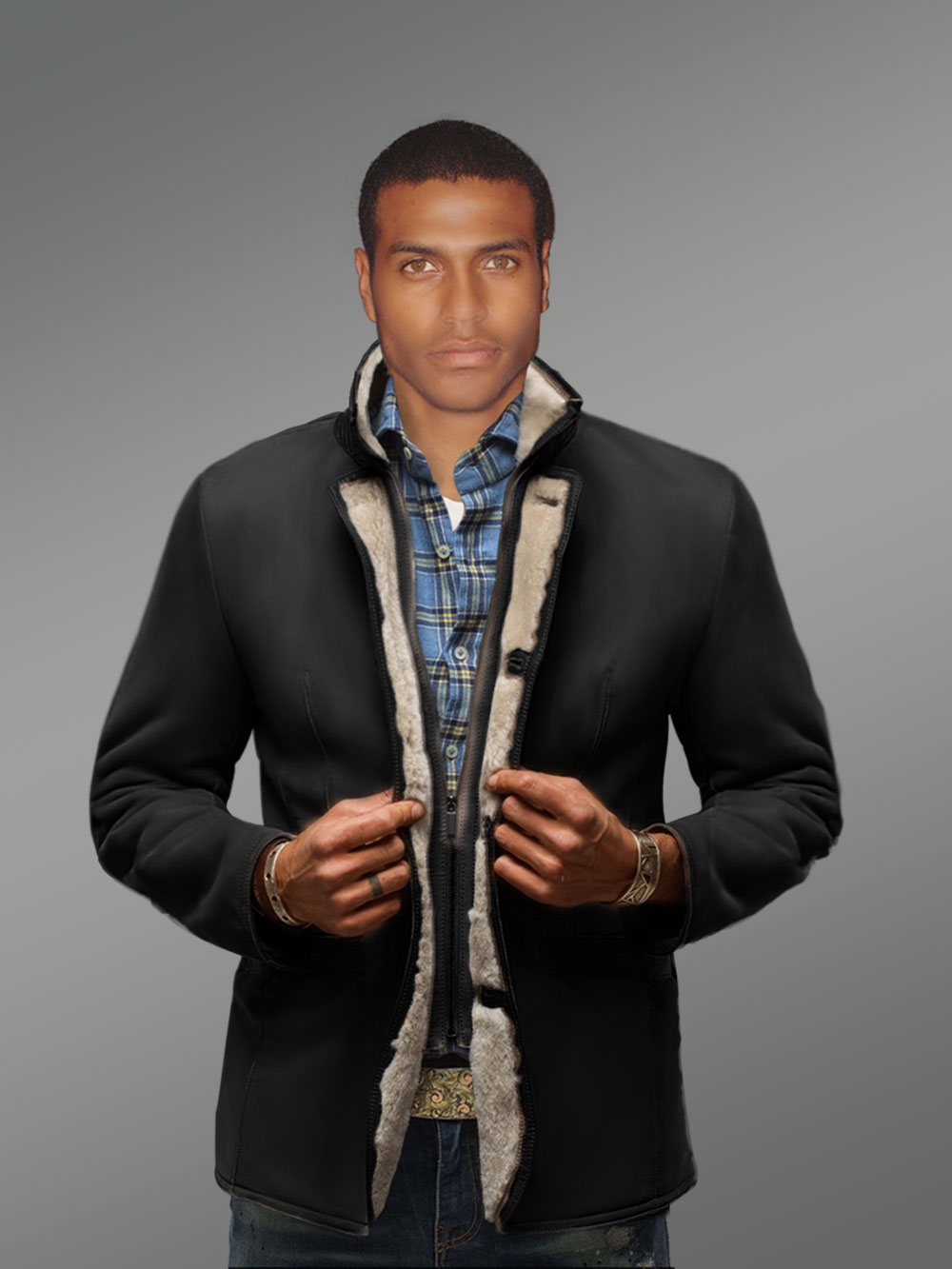 Full Skin Black Mink Fur Coat For Men