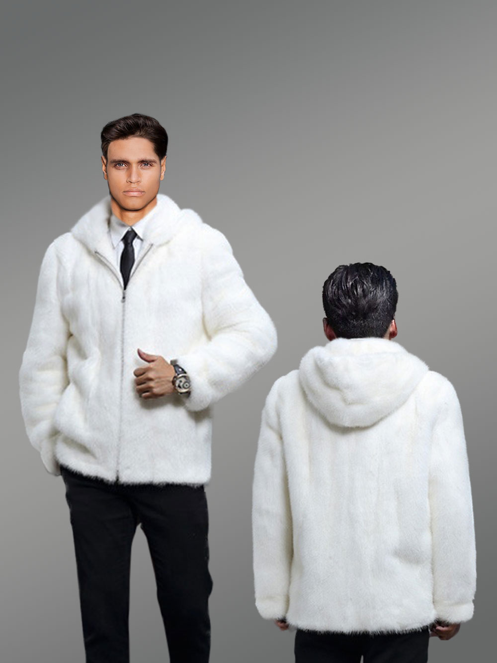 White Full Skin Mink Fur Jacket For Men