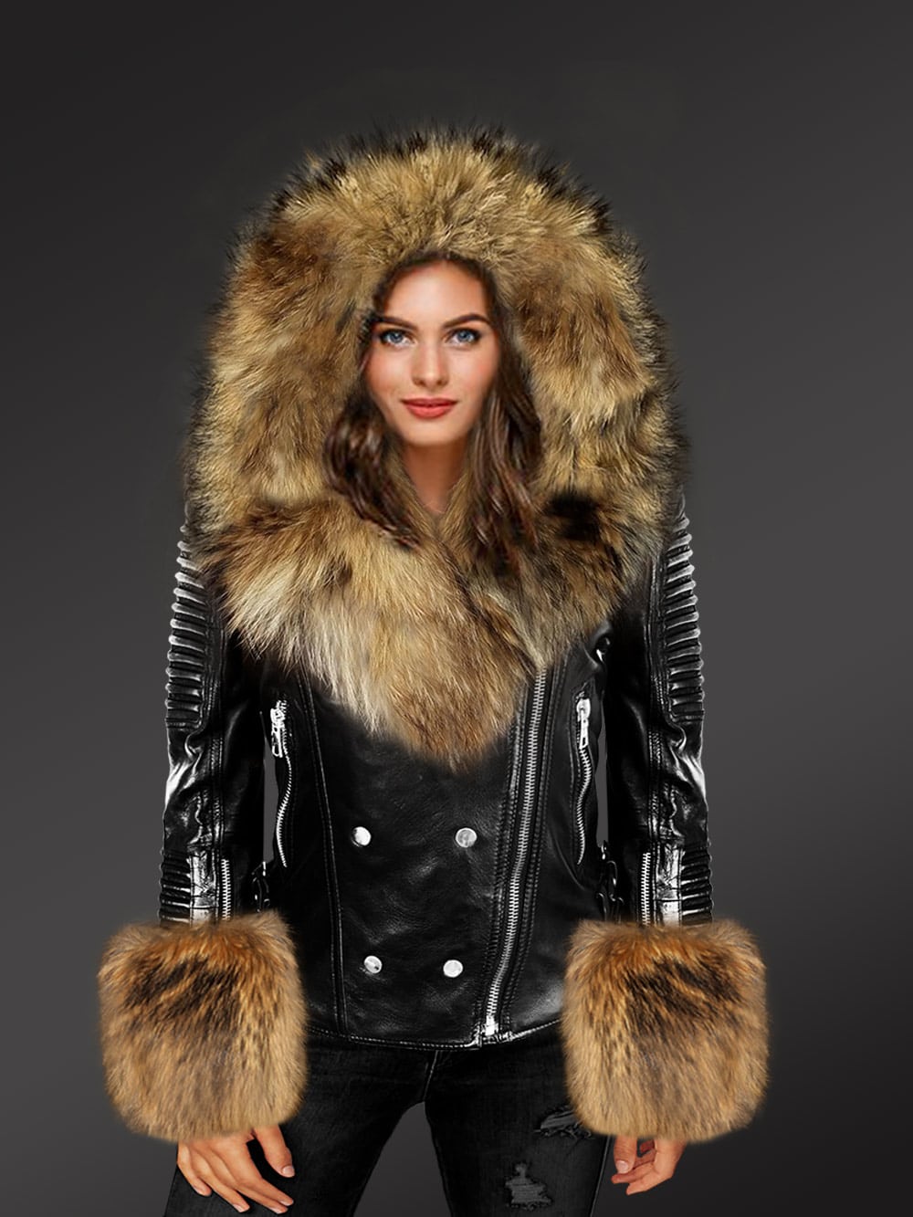 Fur Leather jacket for Women