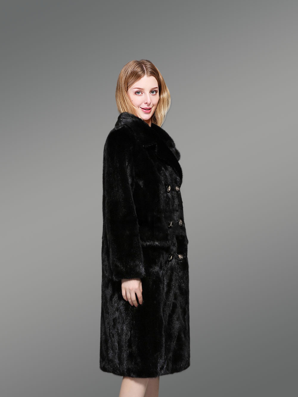 Double Breasted Mink Fur Coat