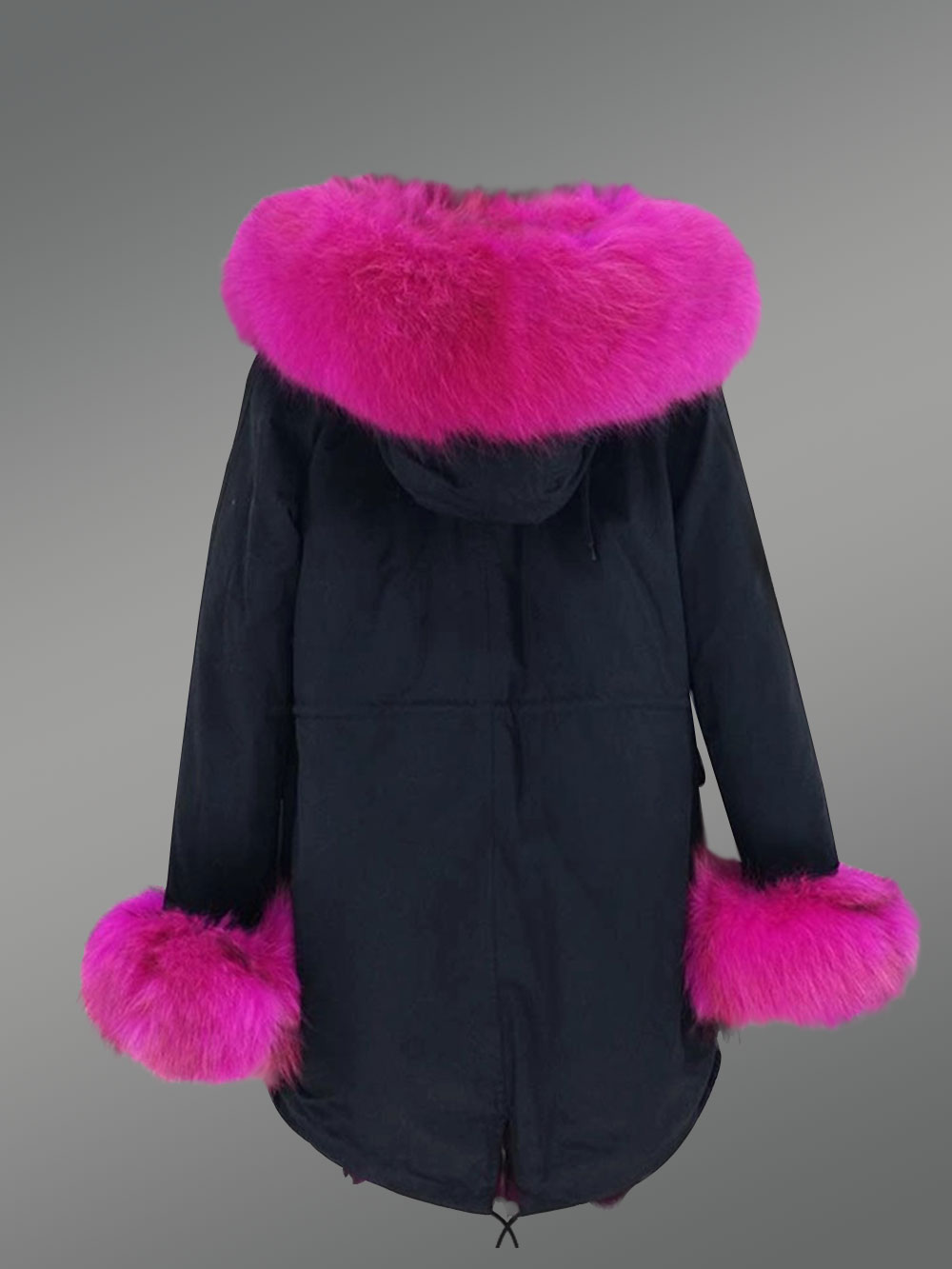 Elegant Fox Fur Parka with Detachable Fox Fur Hood for Women