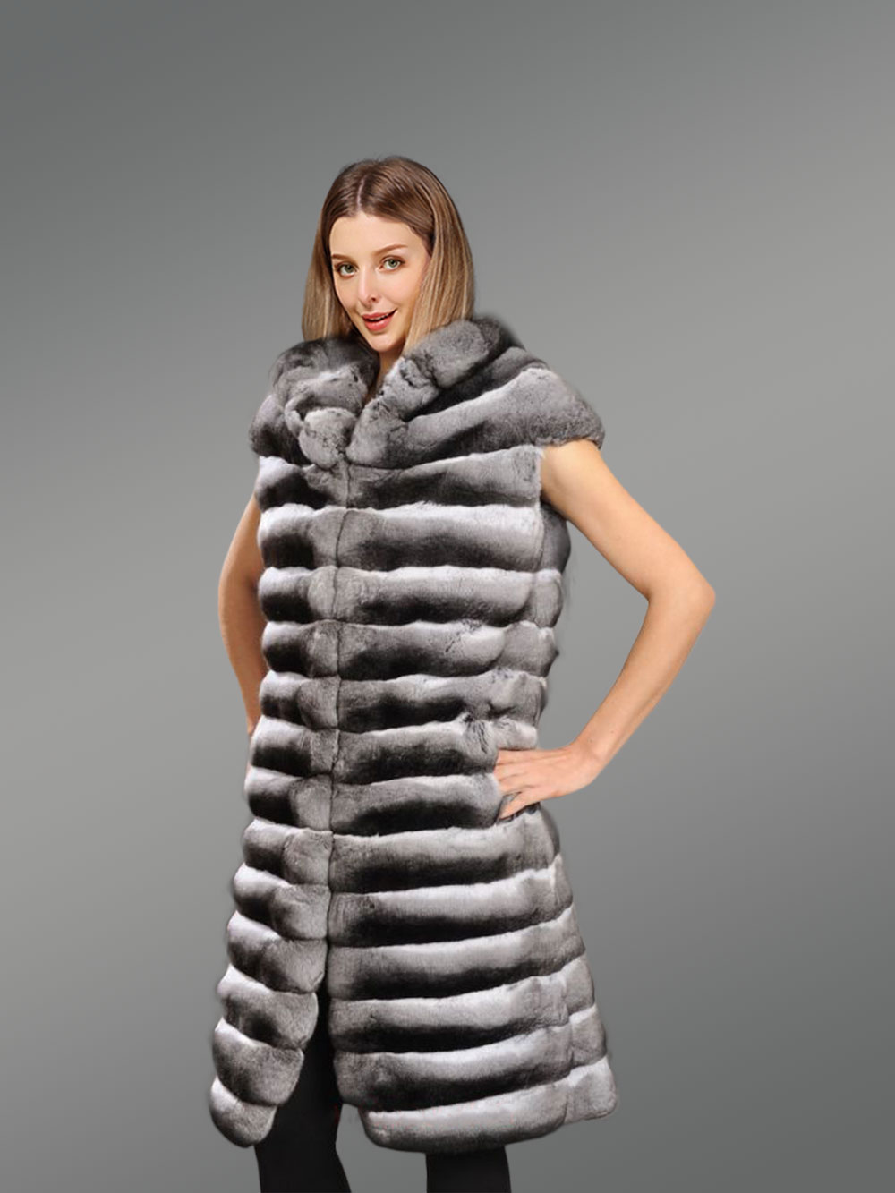 Pure Chinchilla fur vest for Women