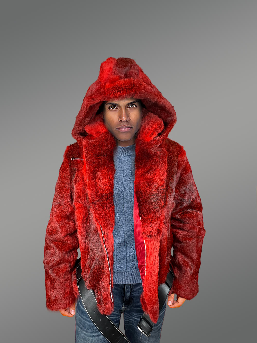 Original fur coats for men in red to boost appeal