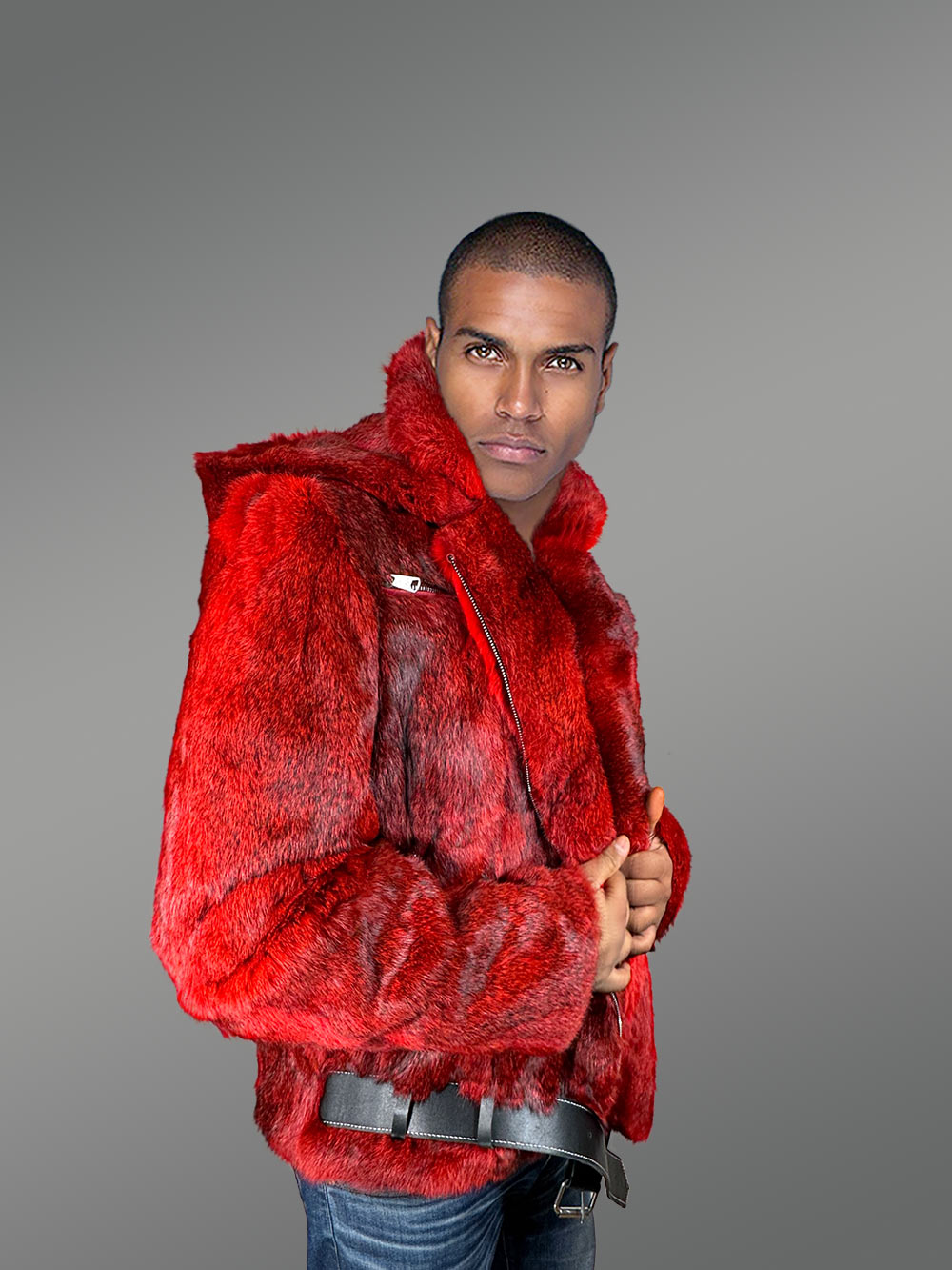 Original fur coats for men in red to boost appeal