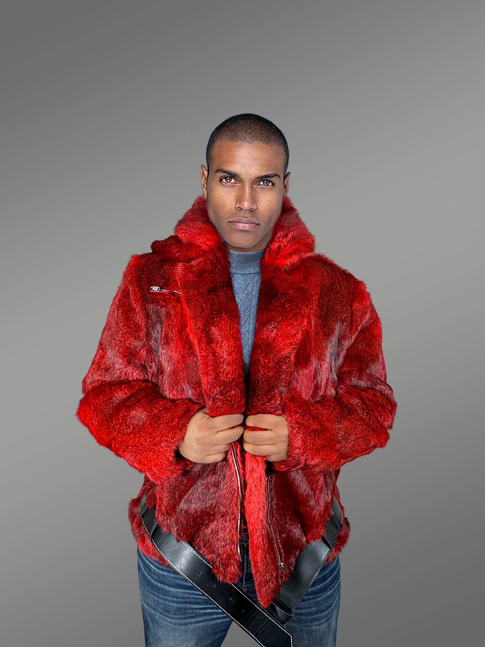 Original fur coats for men in red to boost appeal