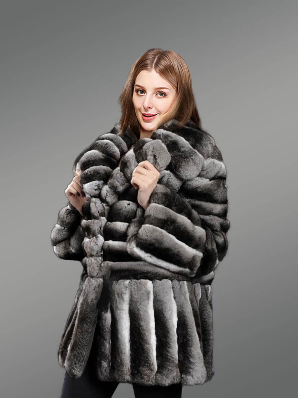 Real and Authentic Chinchilla Fur Swing Coat