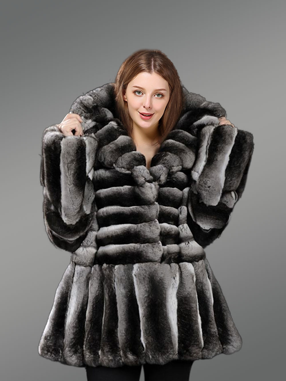 Real and Authentic Chinchilla Fur Swing Coat