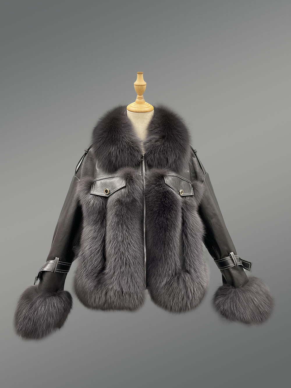 Sheepskin Short Length Jacket in Black