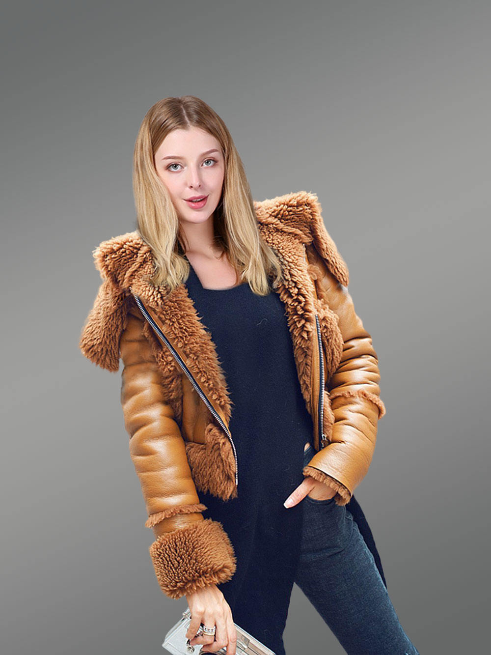 Sheepskin shearling Crop jacket