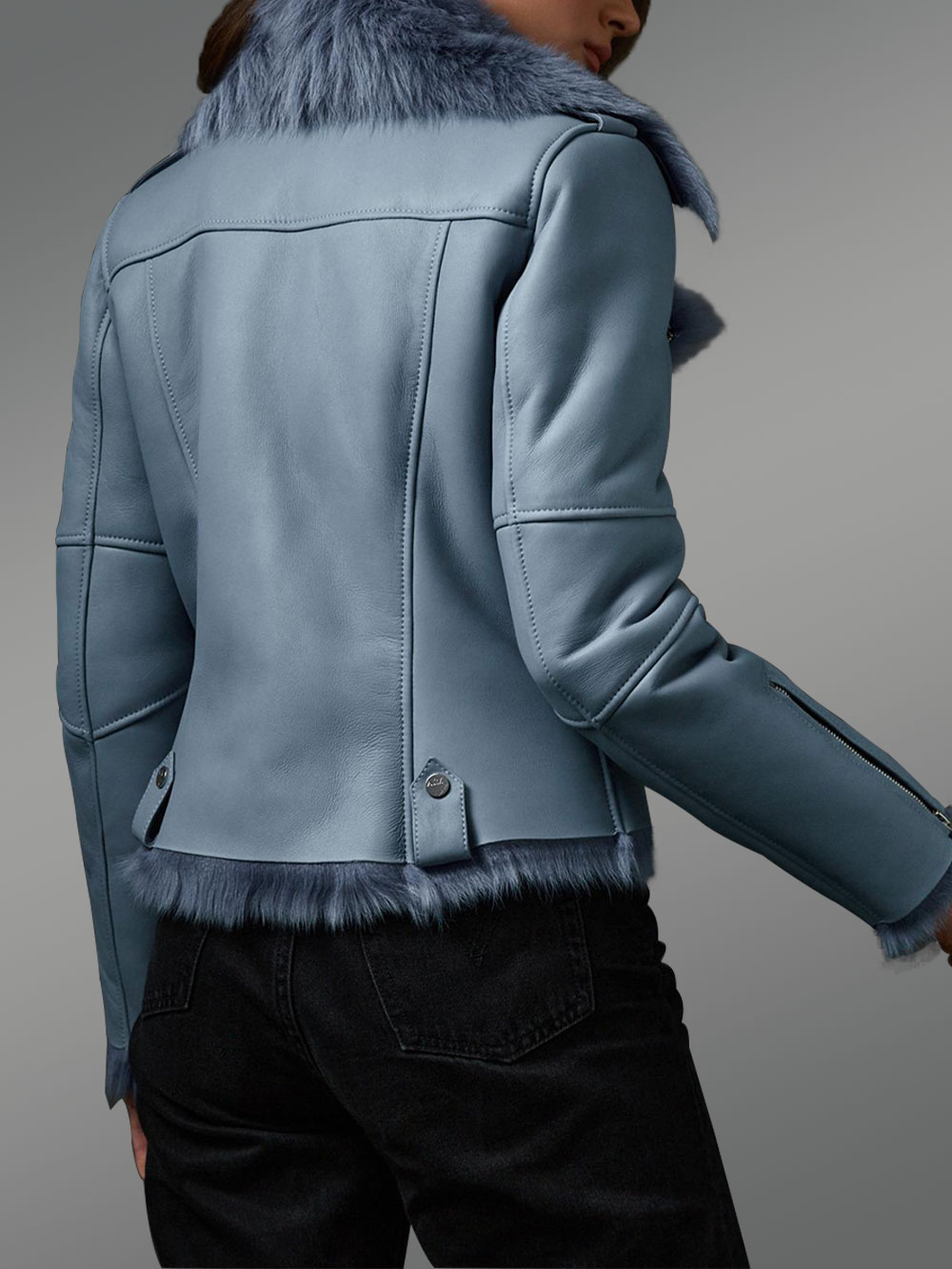Blue Toscana Shearling Jacket For Women
