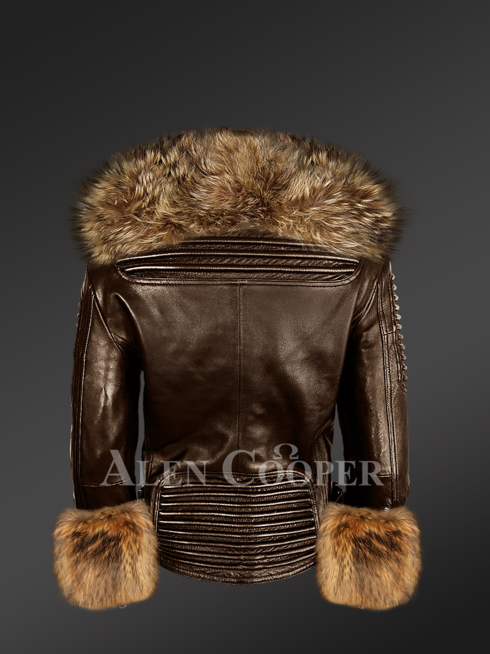 Womens leather with fur biker jacket