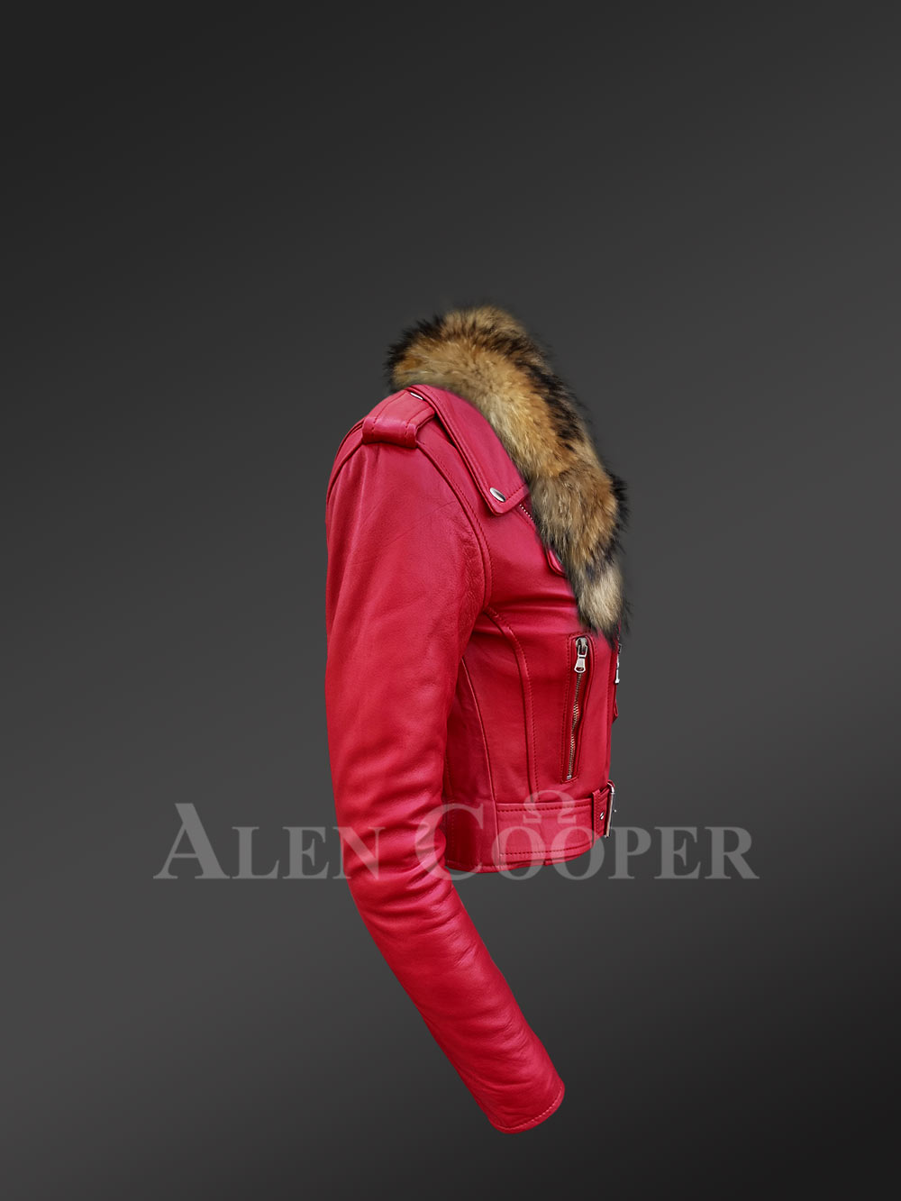 Womens leather jacket with fur collar for a smart snazzy look