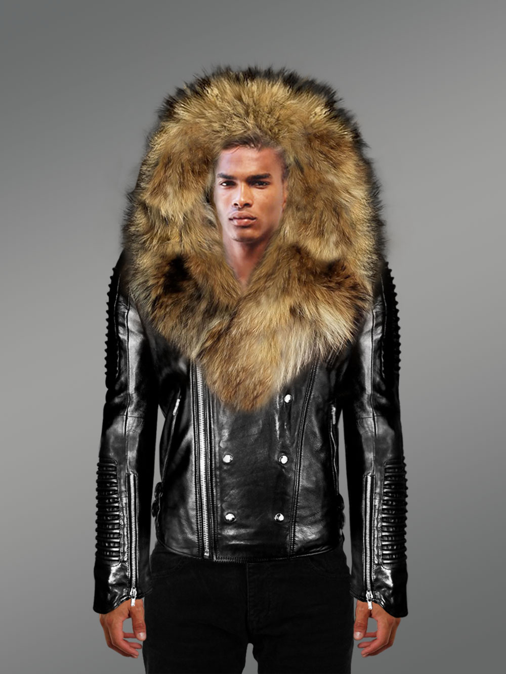 Leather Fur Jacket for Men