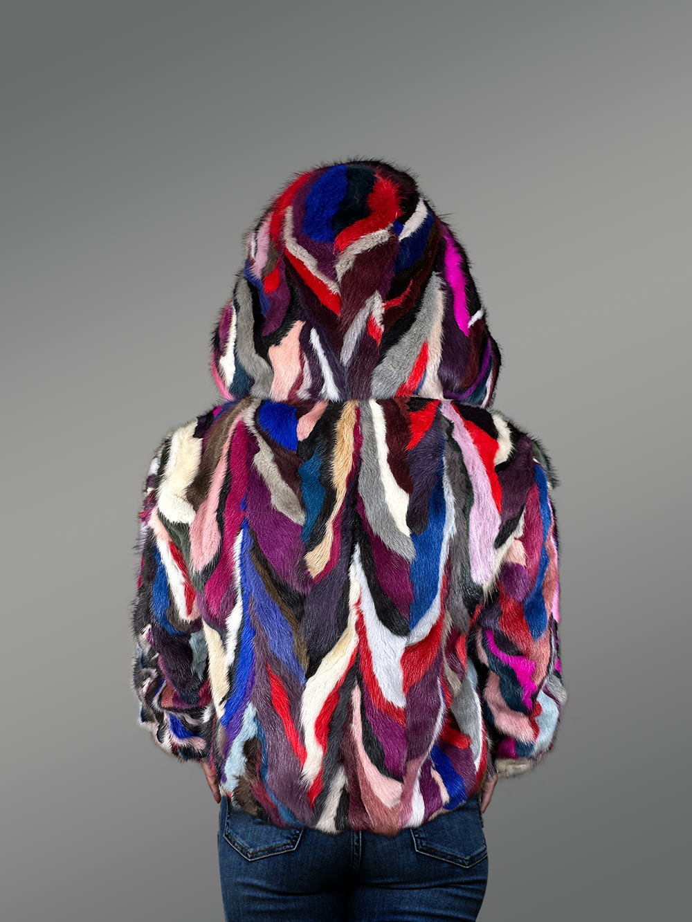 Multicolor Mink Fur Jacket For Women