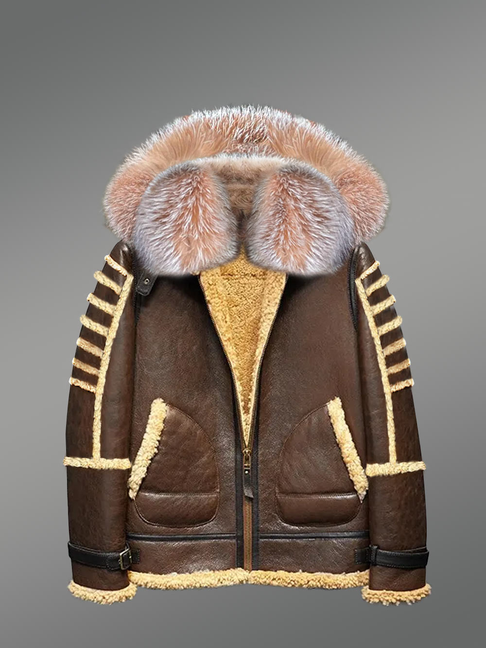 Shearling Bomber Jacket with Hood | Shearling Leather Jacket