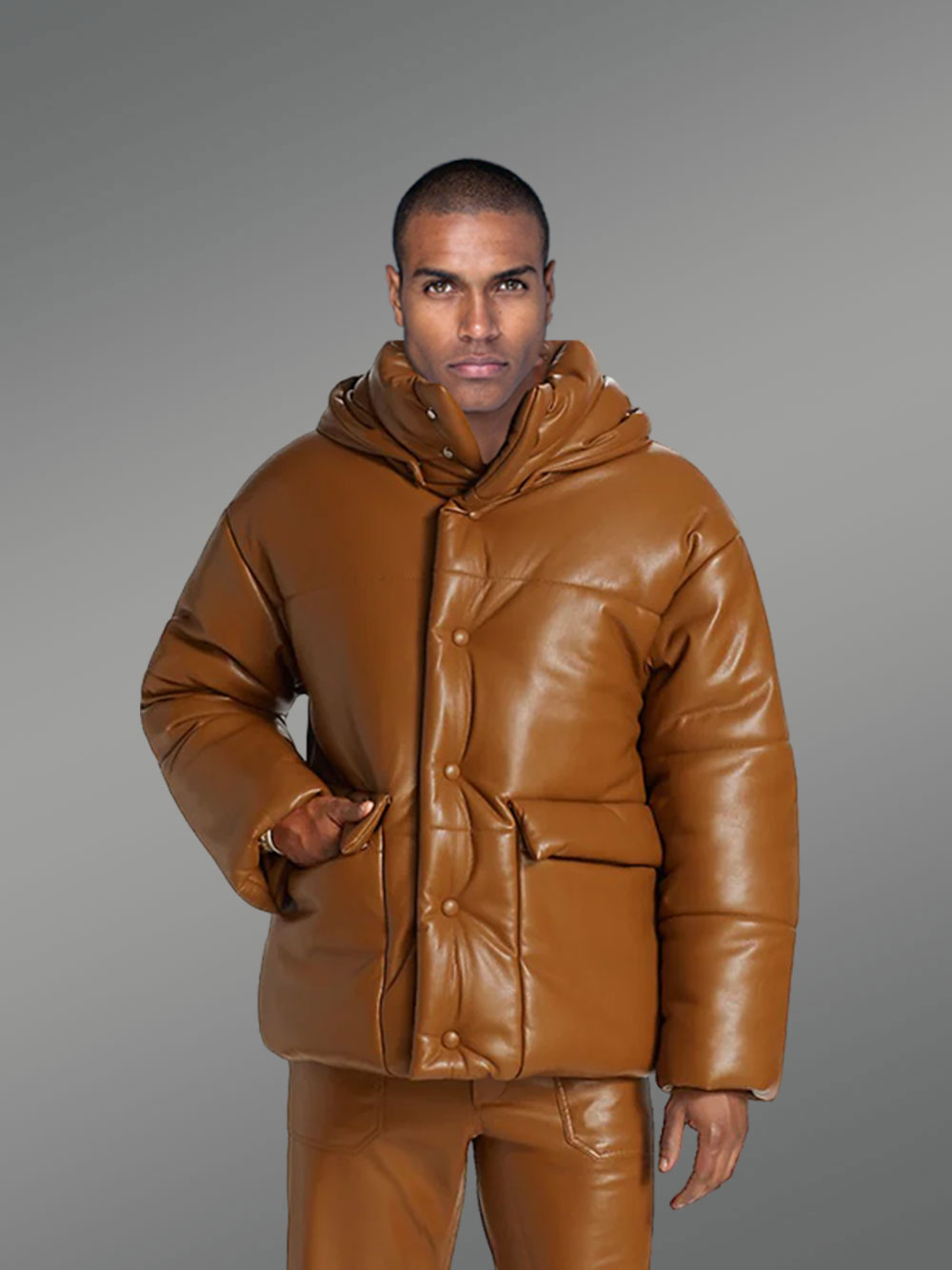 Puffer Leather Bomber Jacket for Men