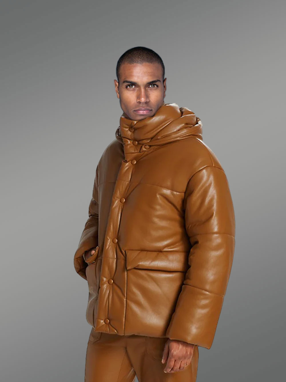 Puffer Leather Bomber Jacket for Men