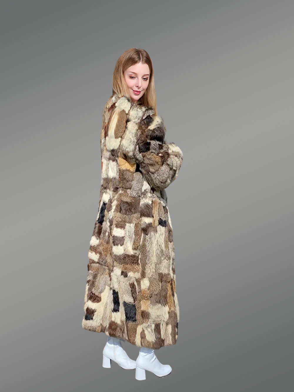 Long Rabbit Fur Coat for Women