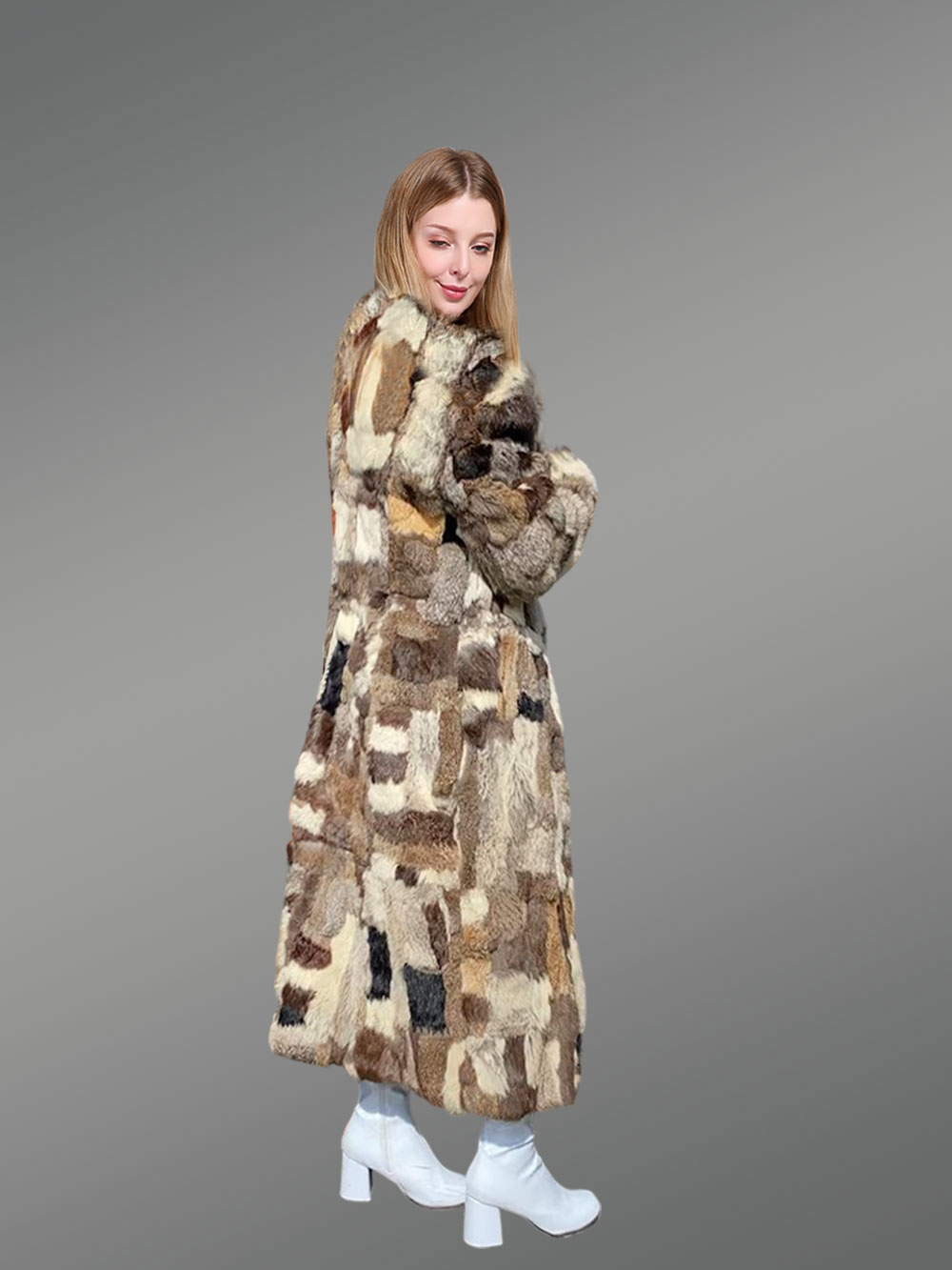 Long Rabbit Fur Coat for Women