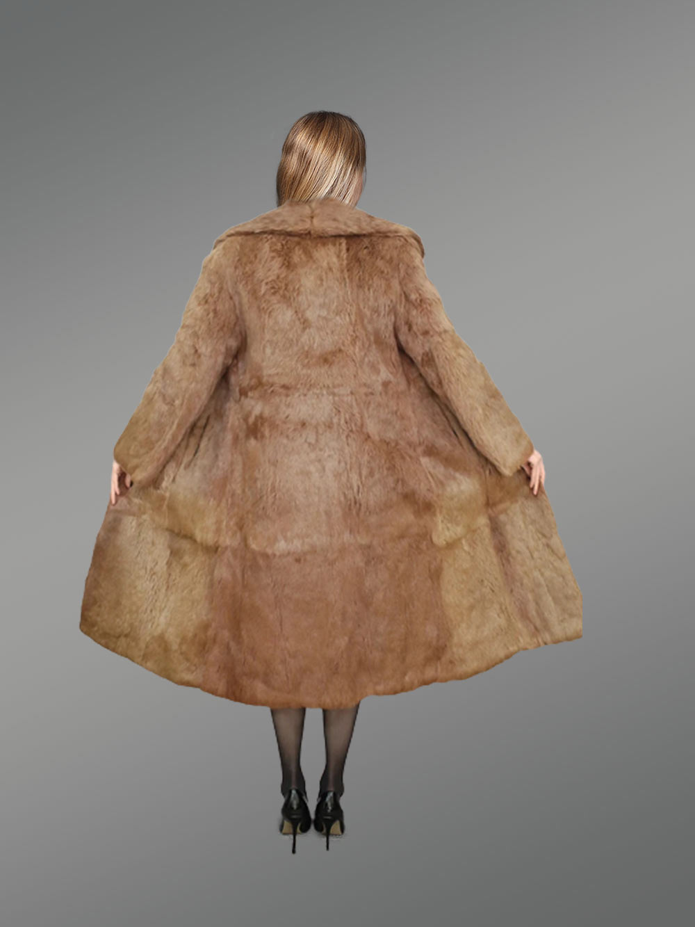 Real Rabbit Fur Trench Coat for Women