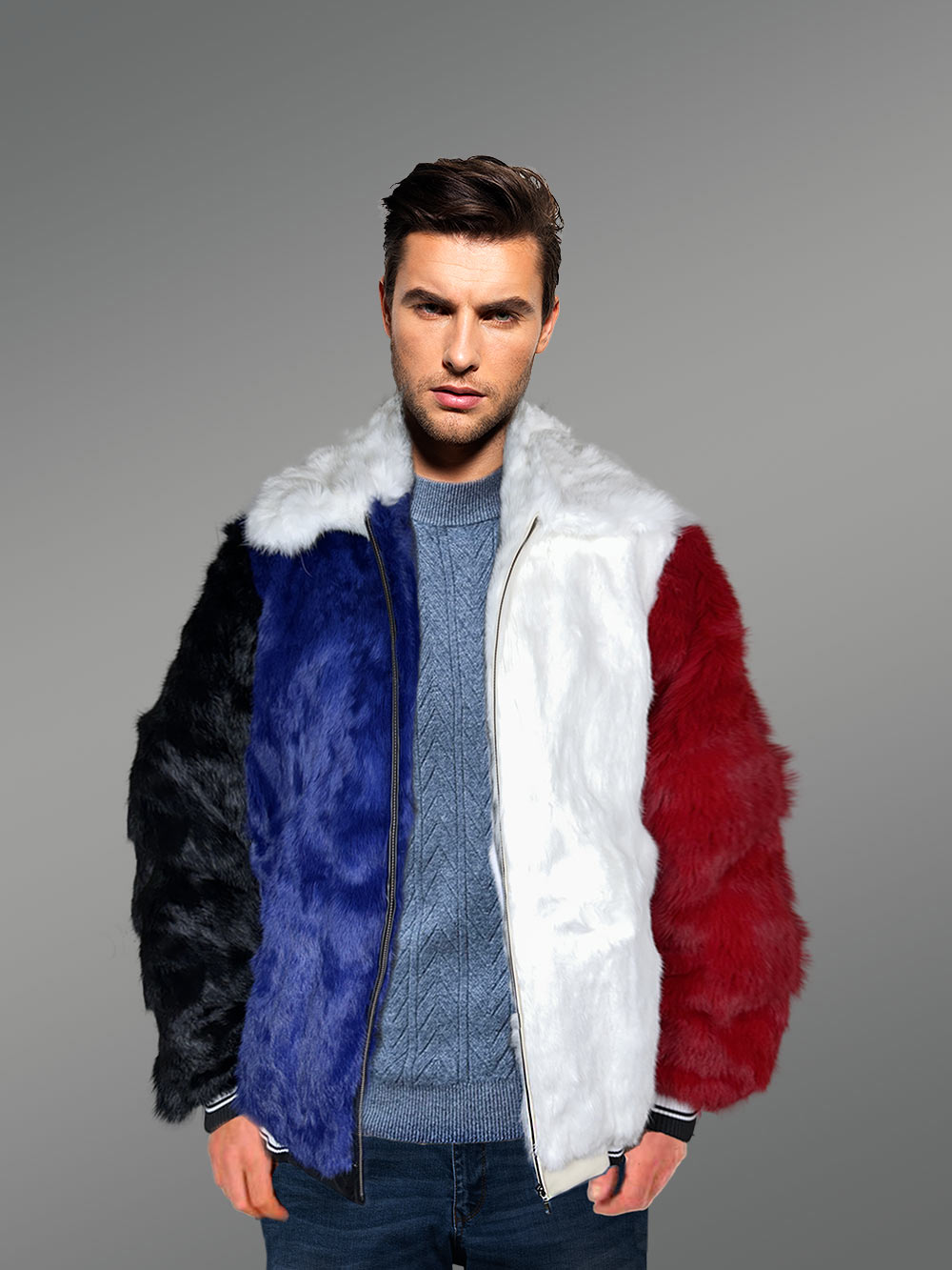 Bomber Rex Rabbit Fur Jacket for Men