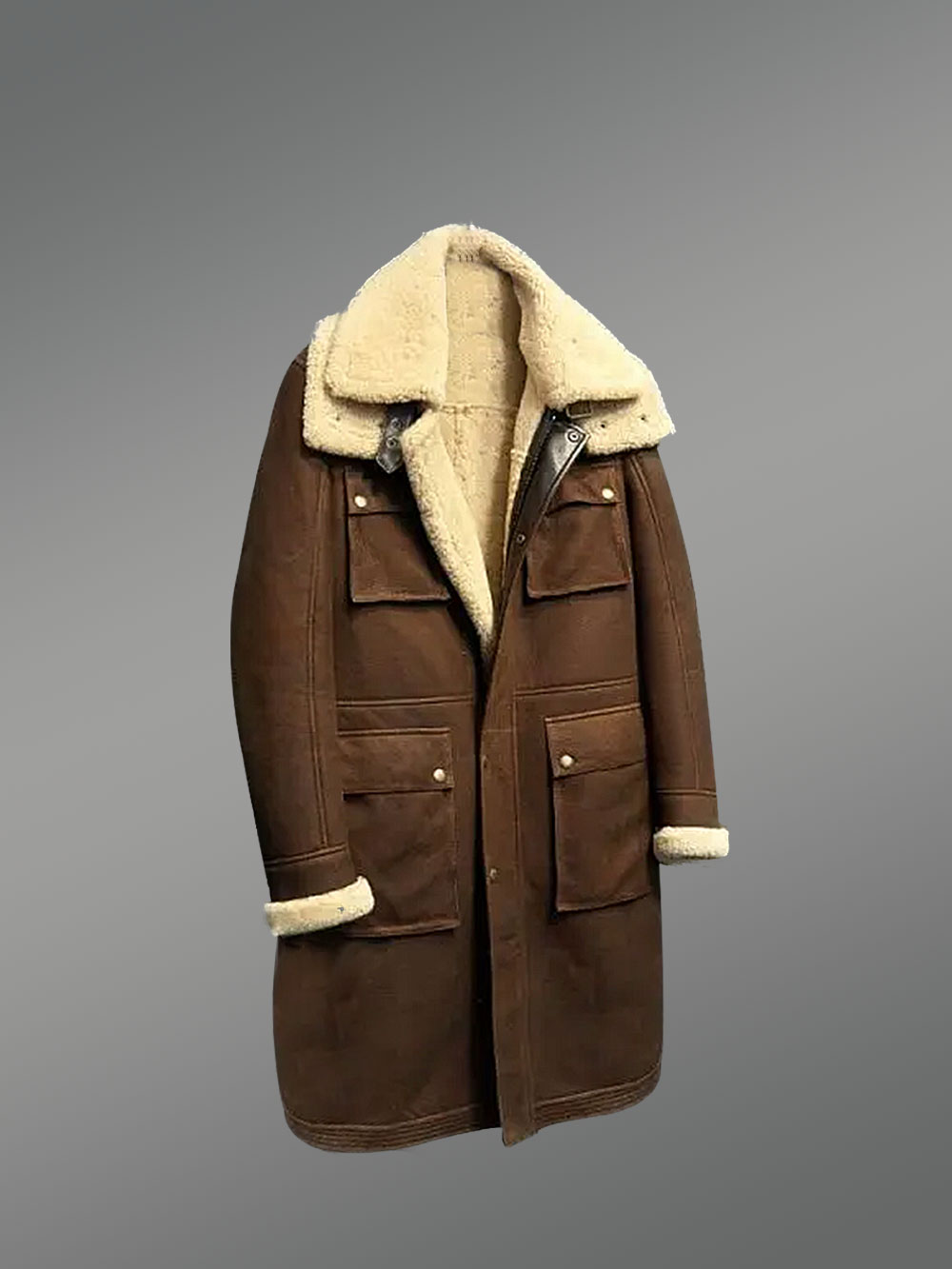 Posh Shearling Long Coat in Coffee for Men
