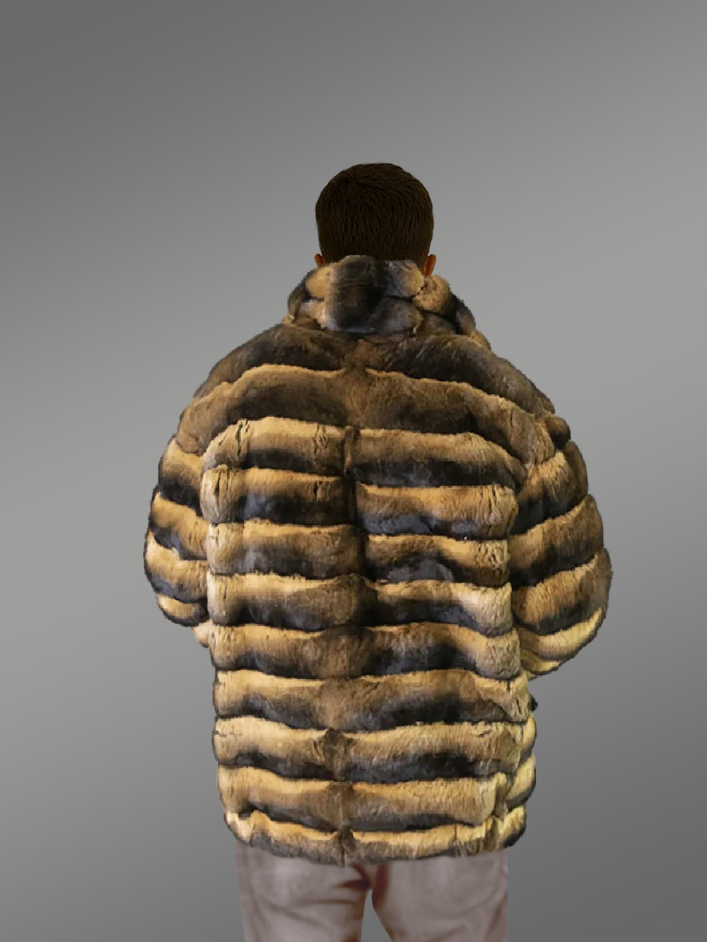 Men’s Rex Rabbit Coat in Chinchilla Look