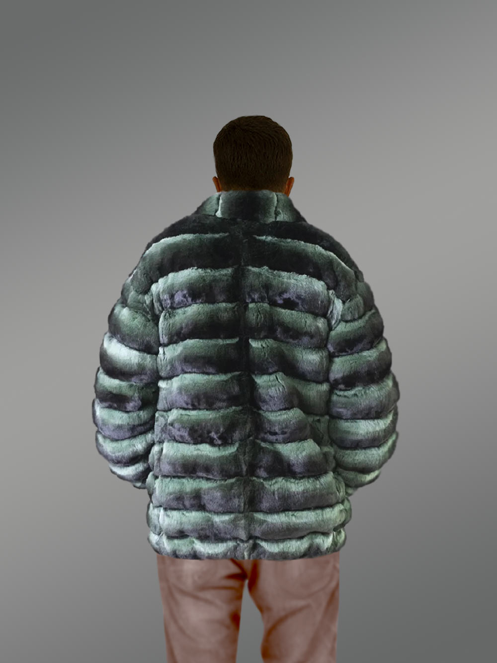 Mens Bomber in Rex Rabbit Fur