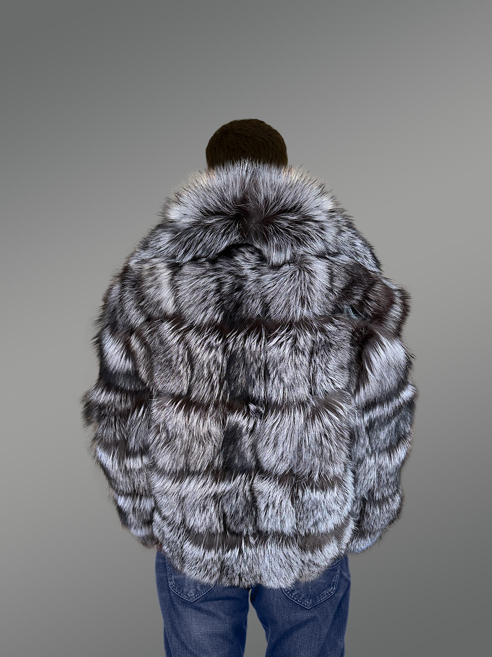 Mens Bomber Fox Fur Jacket