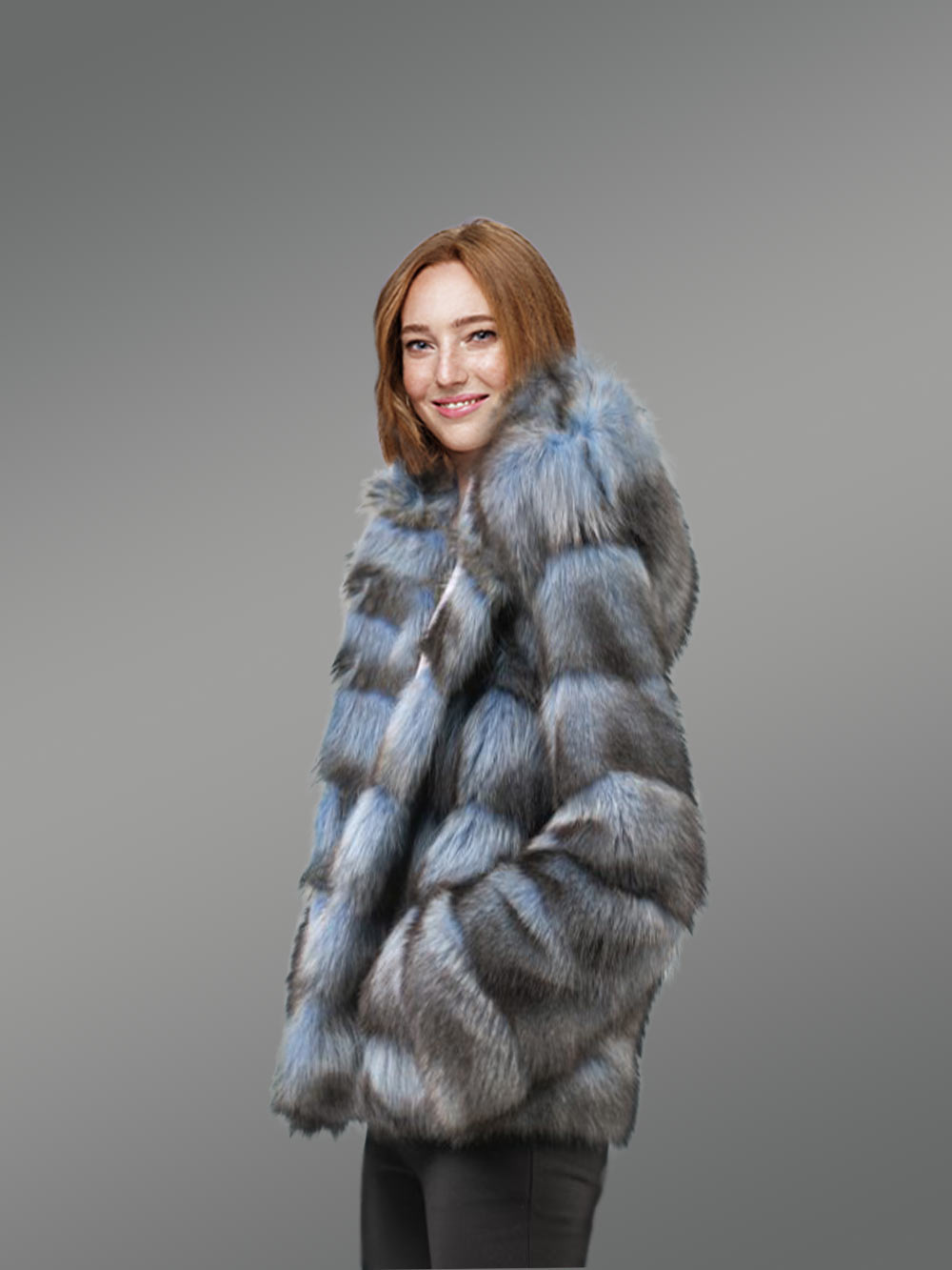 Fox fur Coat in Parallel Layer Style